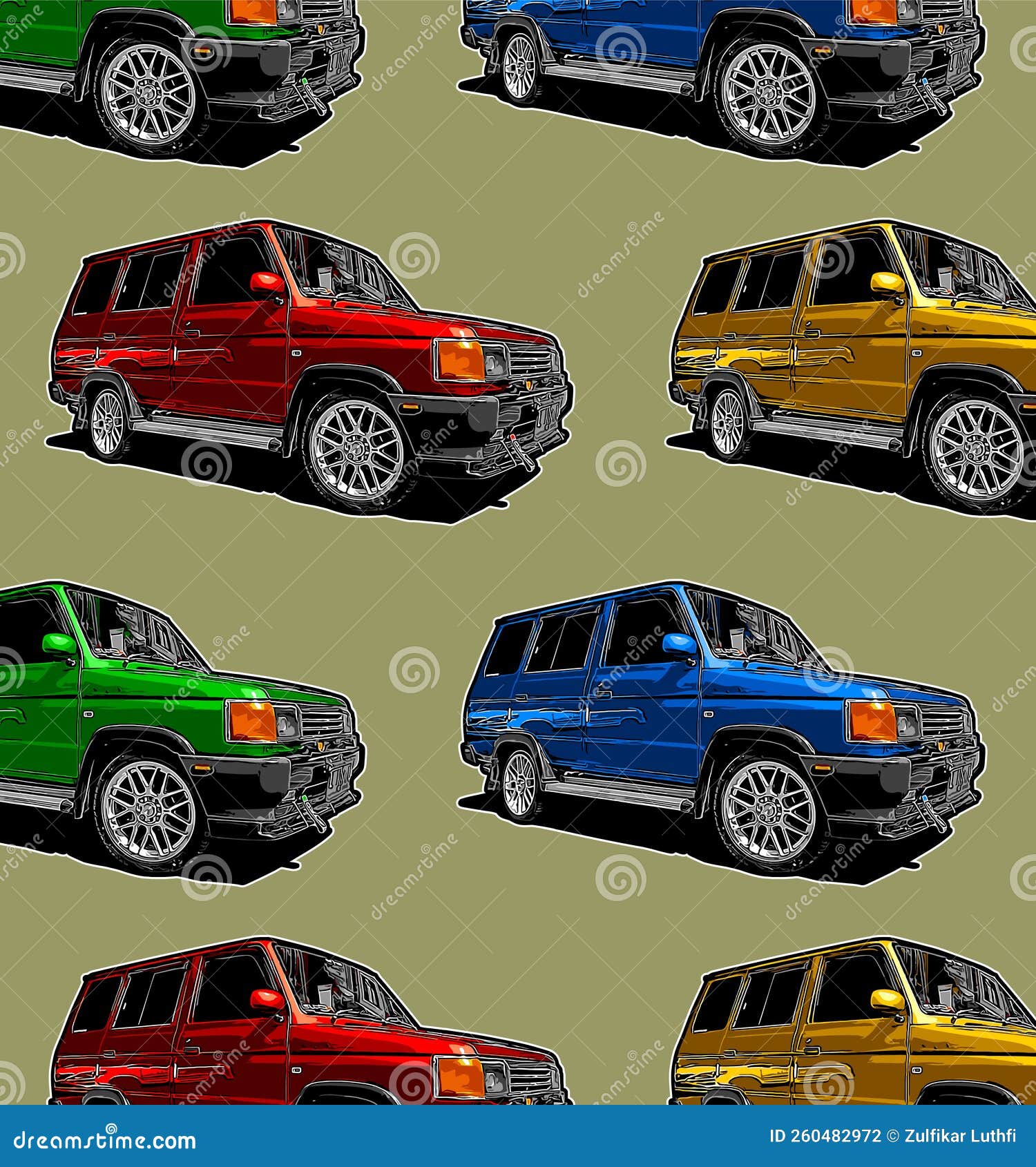 Minivan pattern colorful stock vector. Illustration of white - 260482972