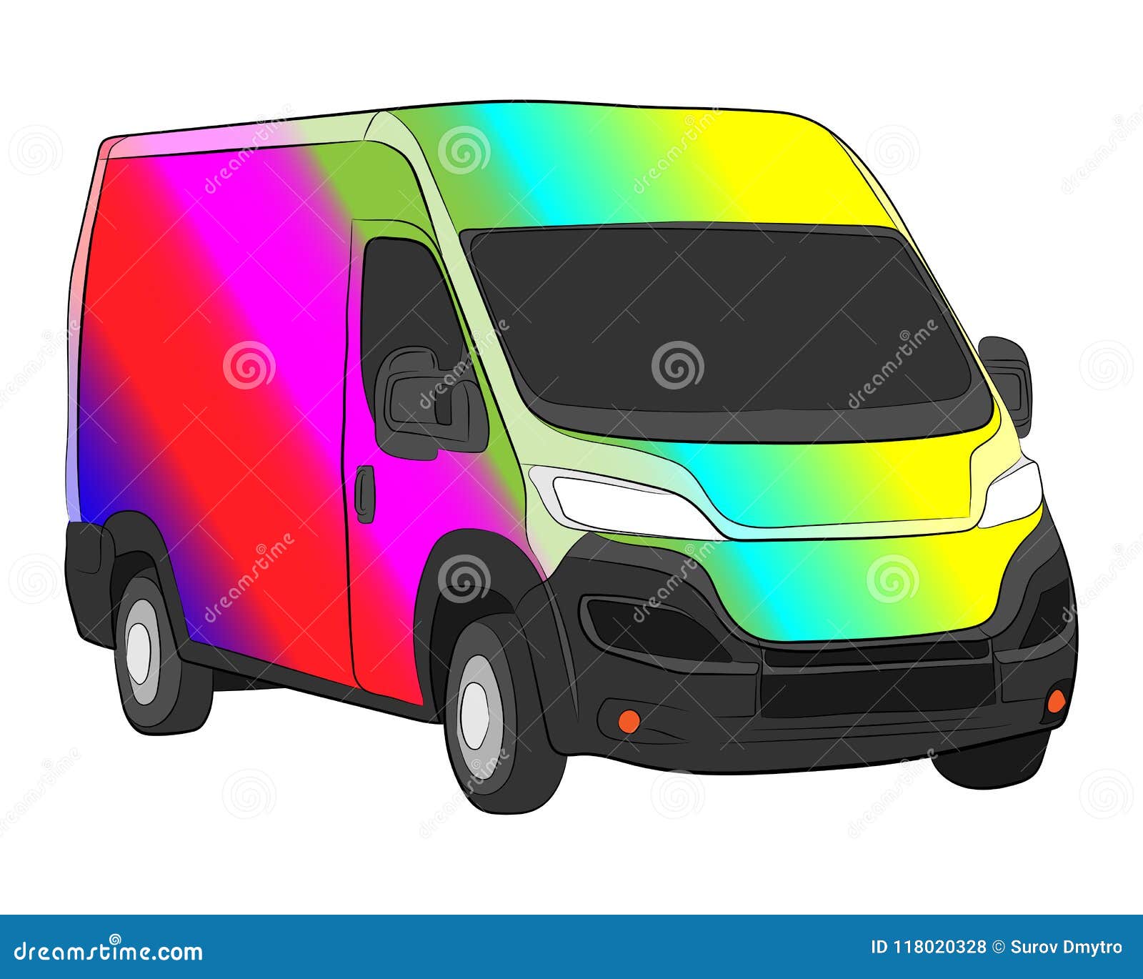 Bus With Rainbow Aerography Vector Drawing Royalty-Free Illustration ...