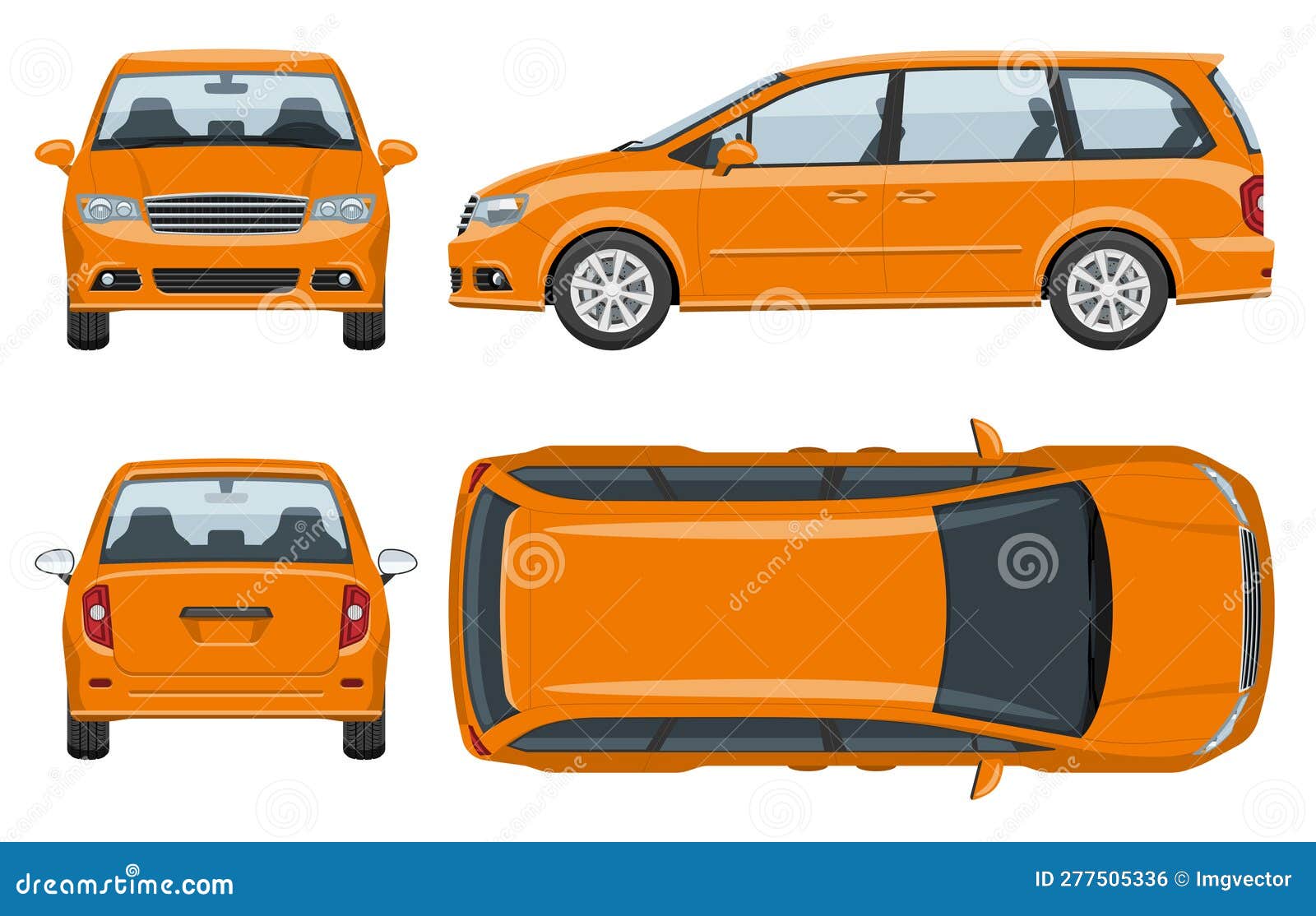 Minivan Vector Template Side, Front, Back Top View Stock Vector ...