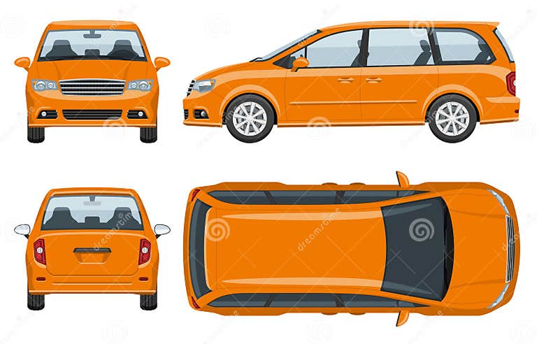 Minivan Vector Template Side, Front, Back Top View Stock Vector ...