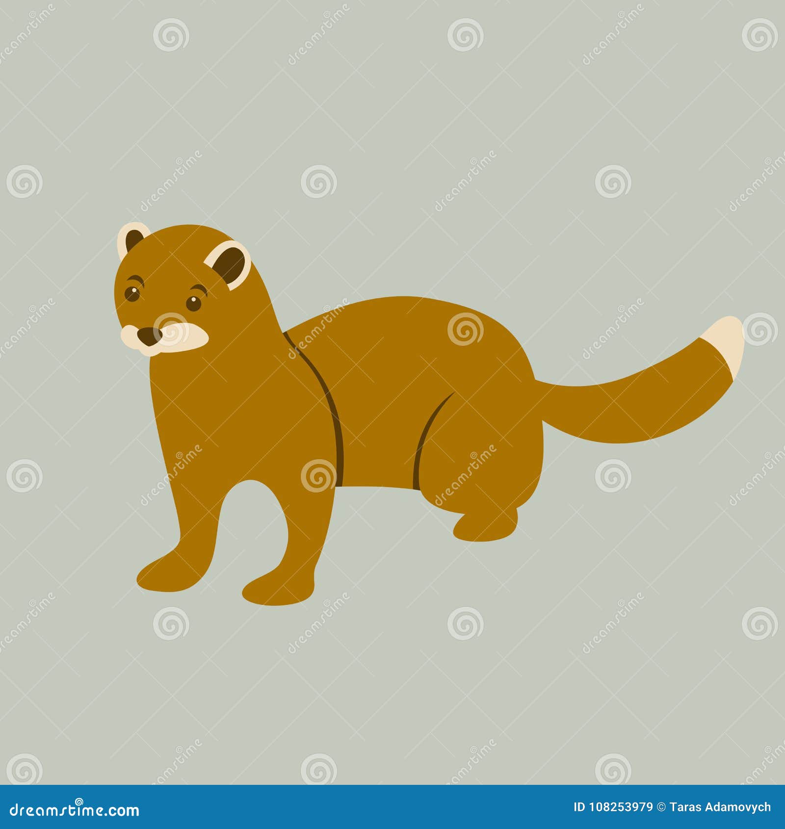 Mink Brown Vector Illustration Flat Style Front Stock Vector ...