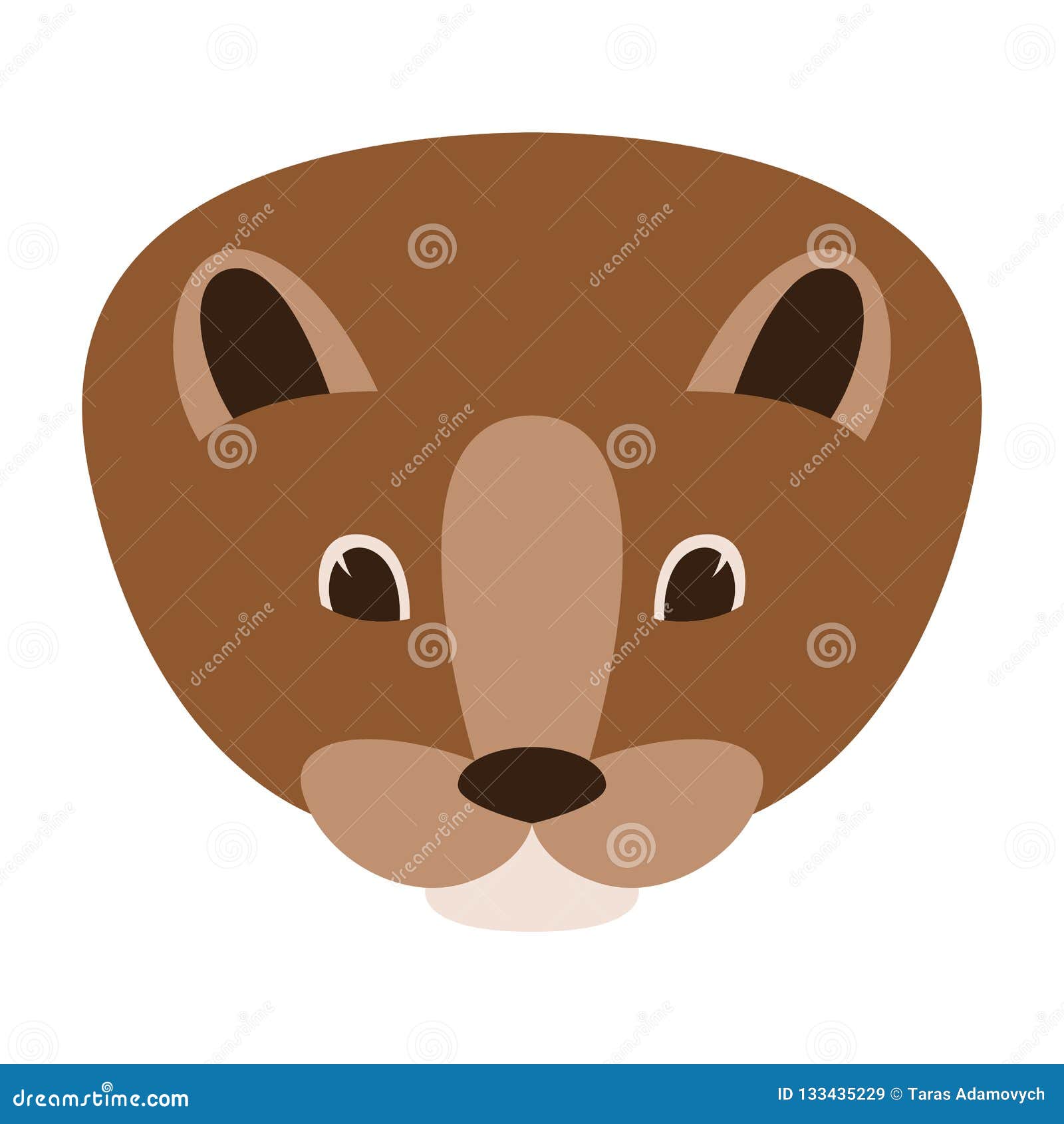 Mink Face Vector Illustration, Flat Style, Front View Stock Vector ...