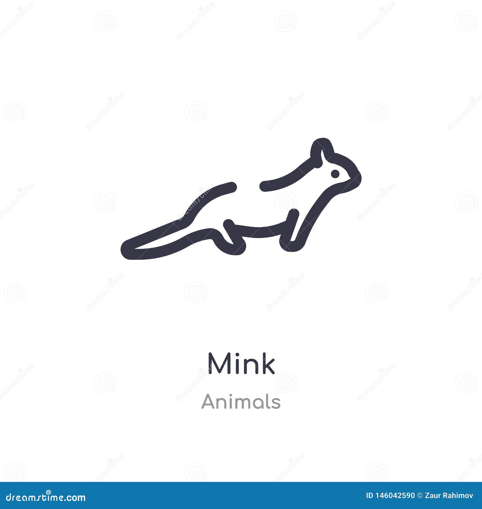 Mink Outline Icon. Isolated Line Vector Illustration from Animals ...