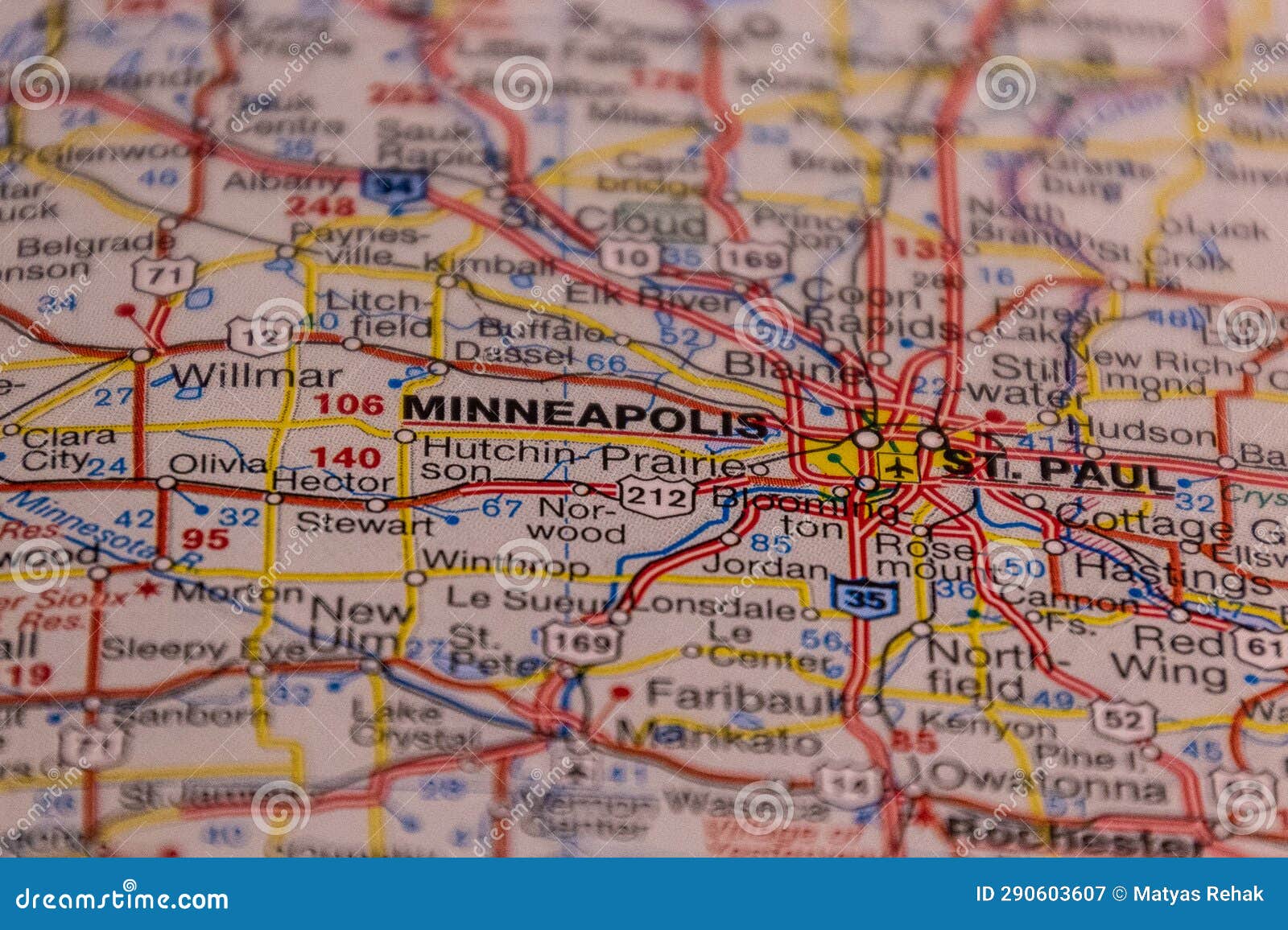Minneapolis, Minnesota, USA on a Road Ma Stock Image - Image of world ...