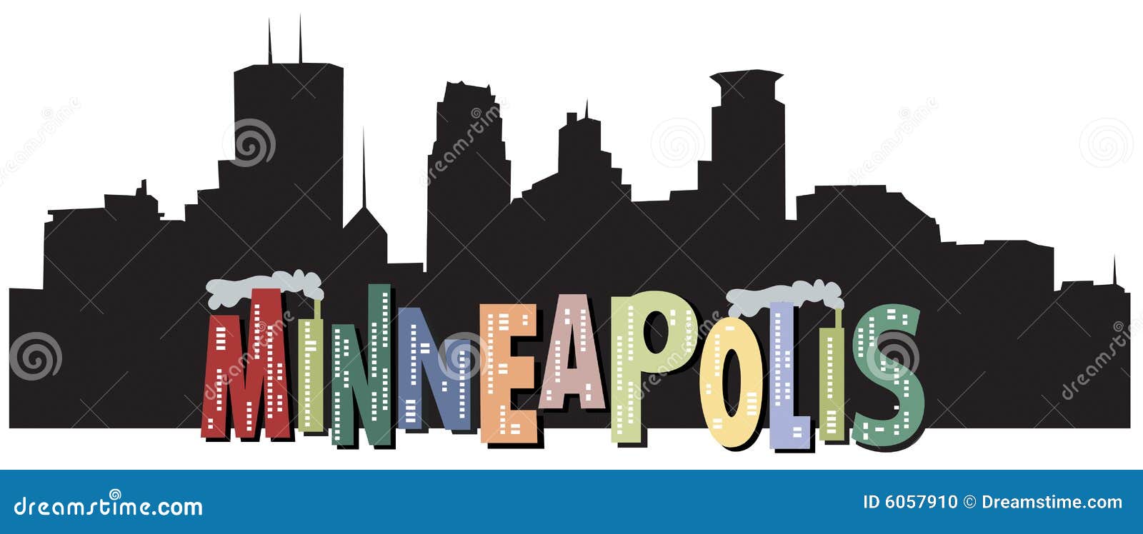 Minneapolis Skyline Art stock illustration. Illustration of cityscape ...