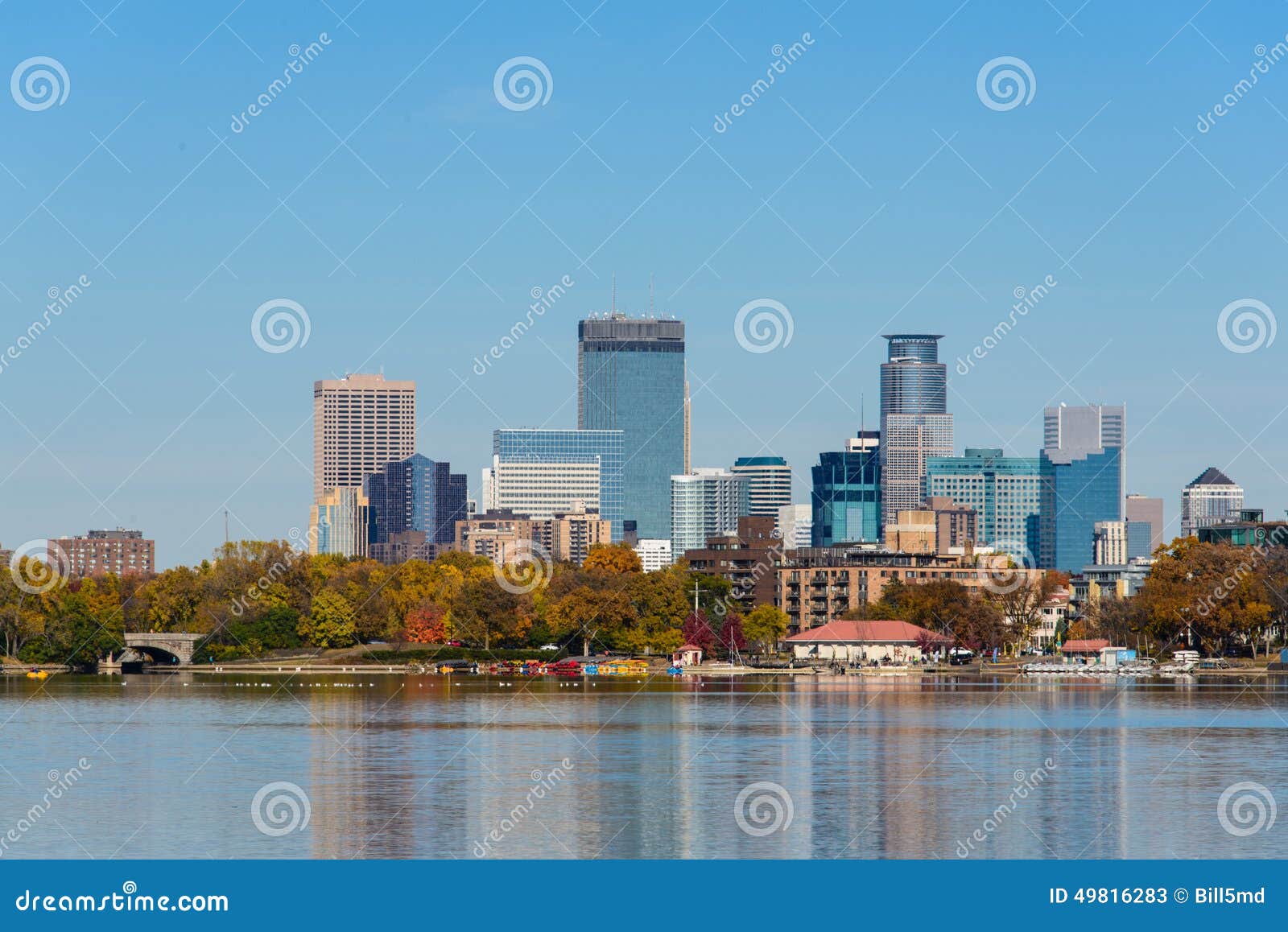 Minneapolis Skyline View from Lake Calhoun Stock Image - Image of ...