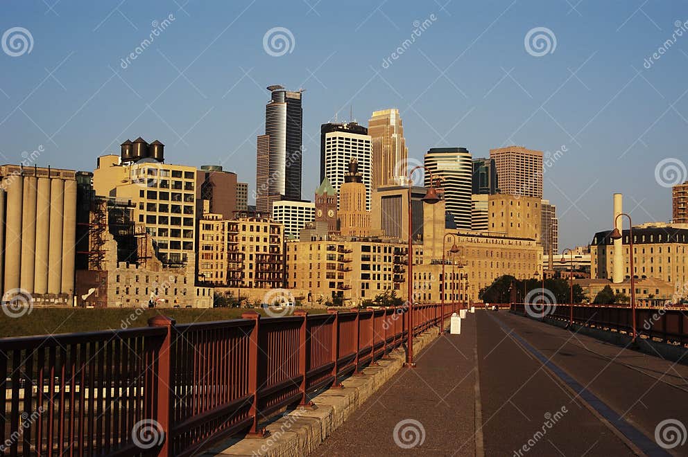 Minneapolis Skyline and Walkway. Stock Photo - Image of united ...
