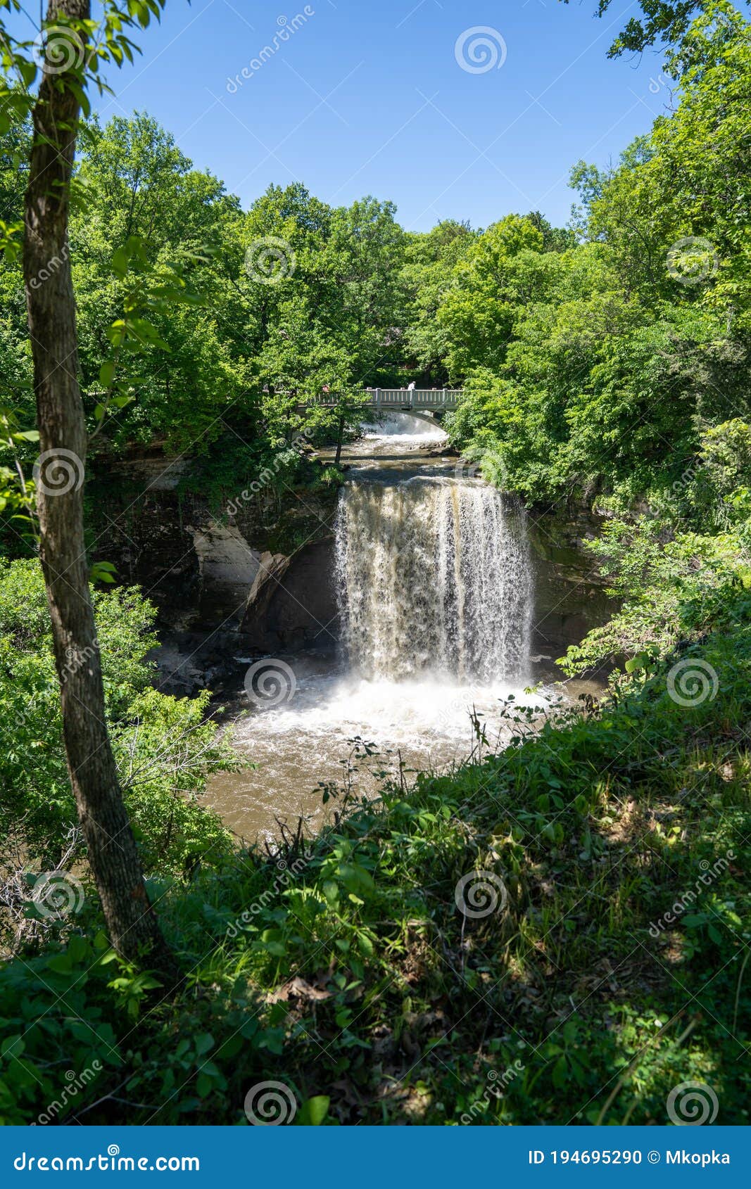 Minneopa State Park Waterfall, Portrait View, in Summer Stock Photo ...