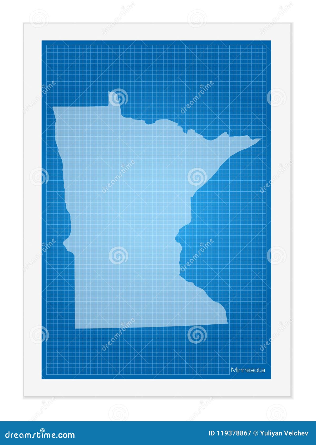 Minnesota on blueprint stock vector. Illustration of state - 119378867