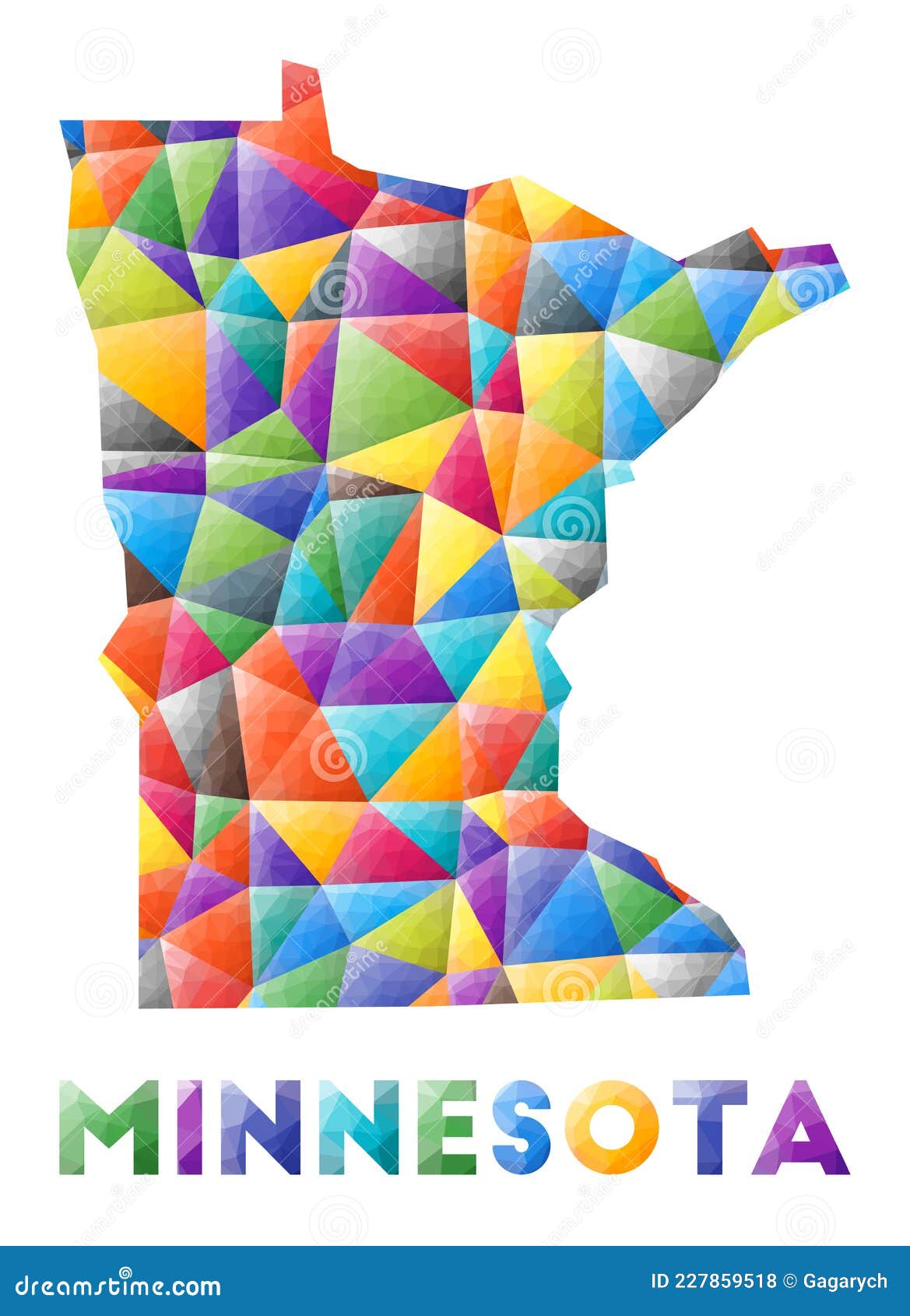Minnesota - Colorful Low Poly Us State Shape. Stock Vector ...