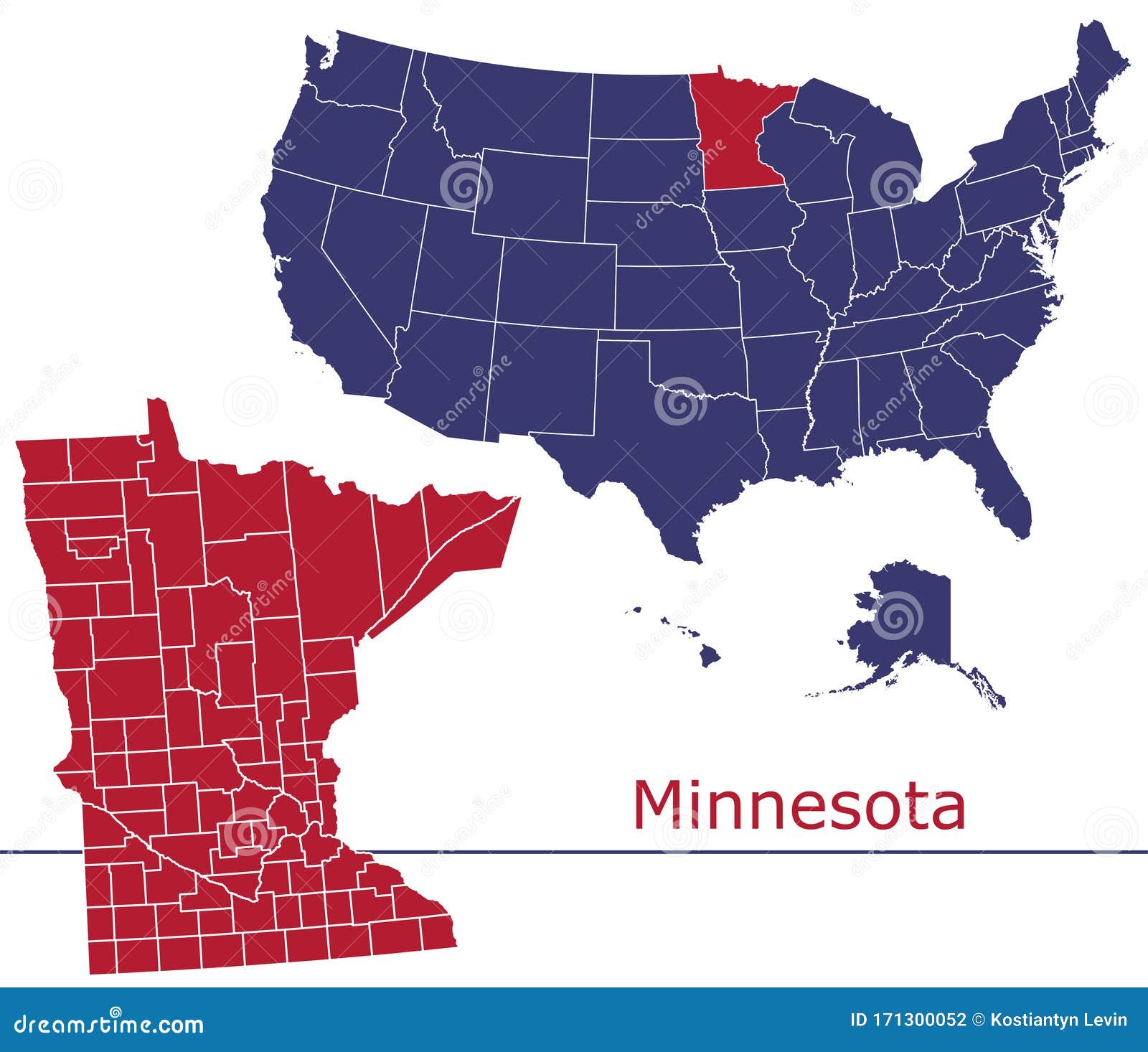 Minnesota Counties Vector Map Stock Illustration - Illustration of ...