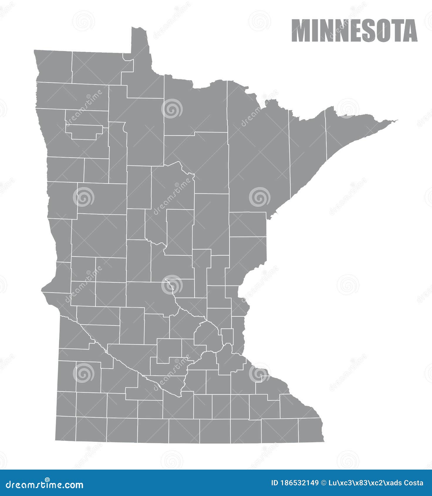 Minnesota County Map stock illustration. Illustration of vector - 186532149