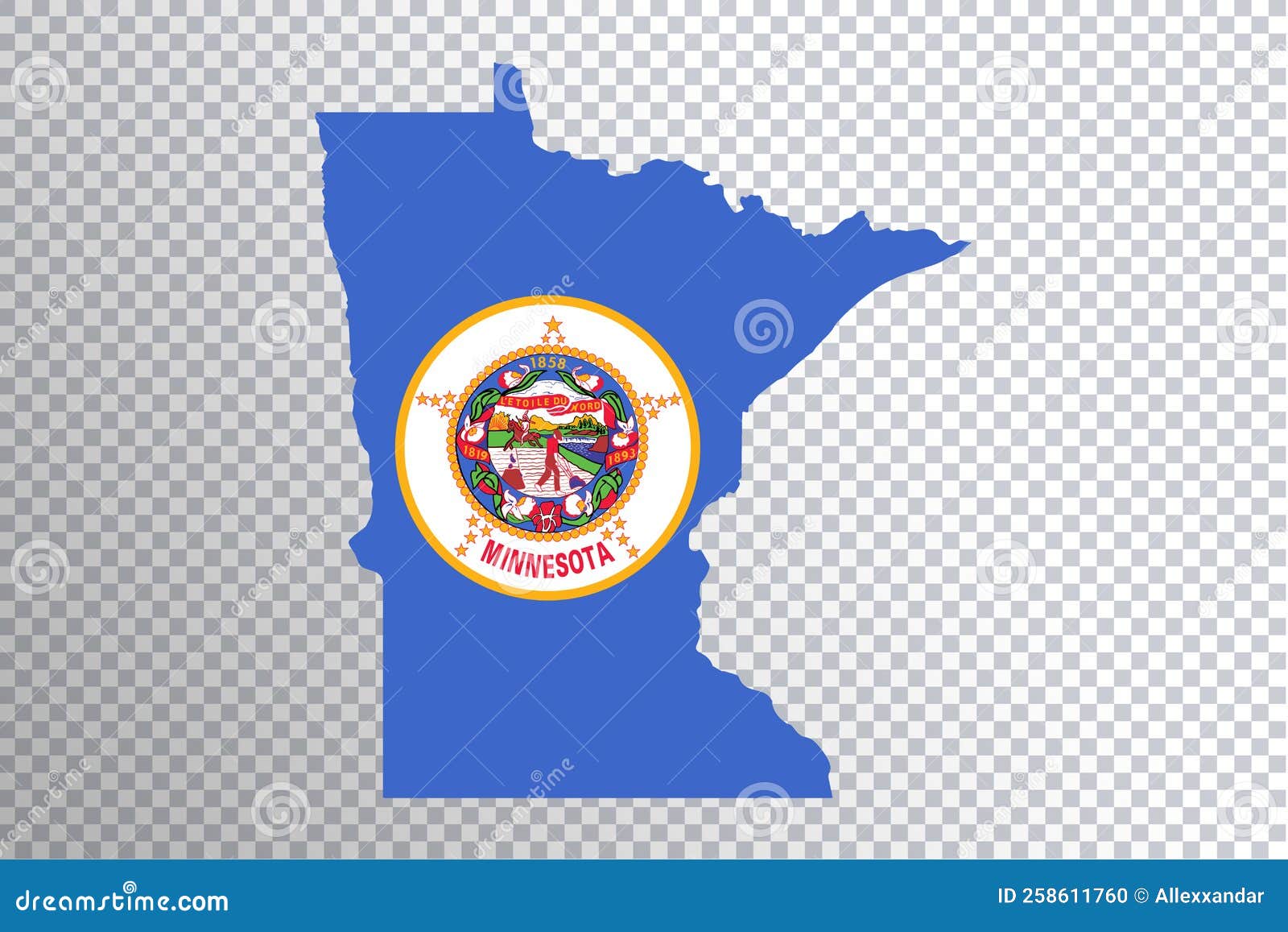 Minnesota Flag on Map, Transparent Background Stock Illustration ...