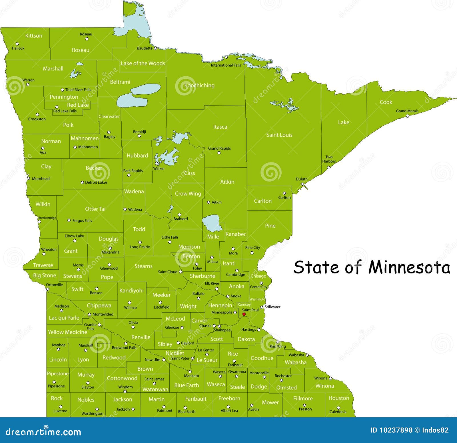Minnesota map stock vector. Illustration of americas - 10237898