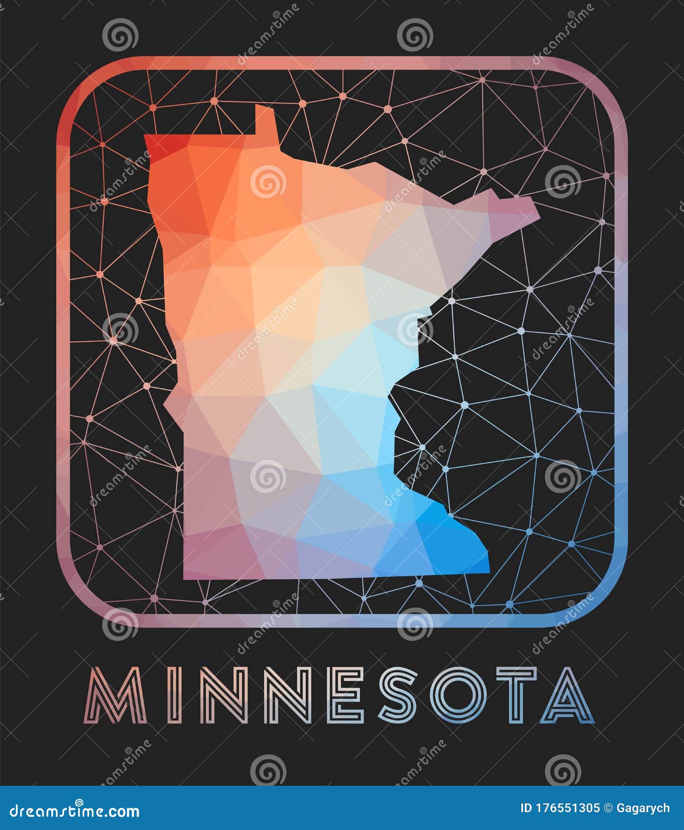 Minnesota map design. stock vector. Illustration of poly - 176551305