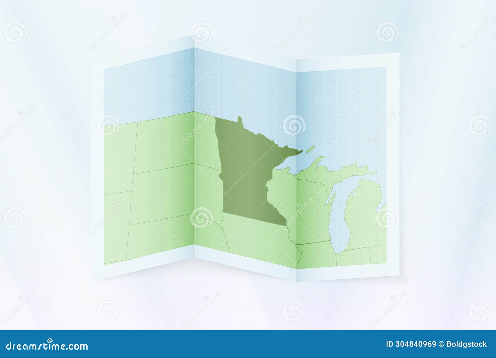 Minnesota Map, Folded Paper with Minnesota Map Stock Vector ...