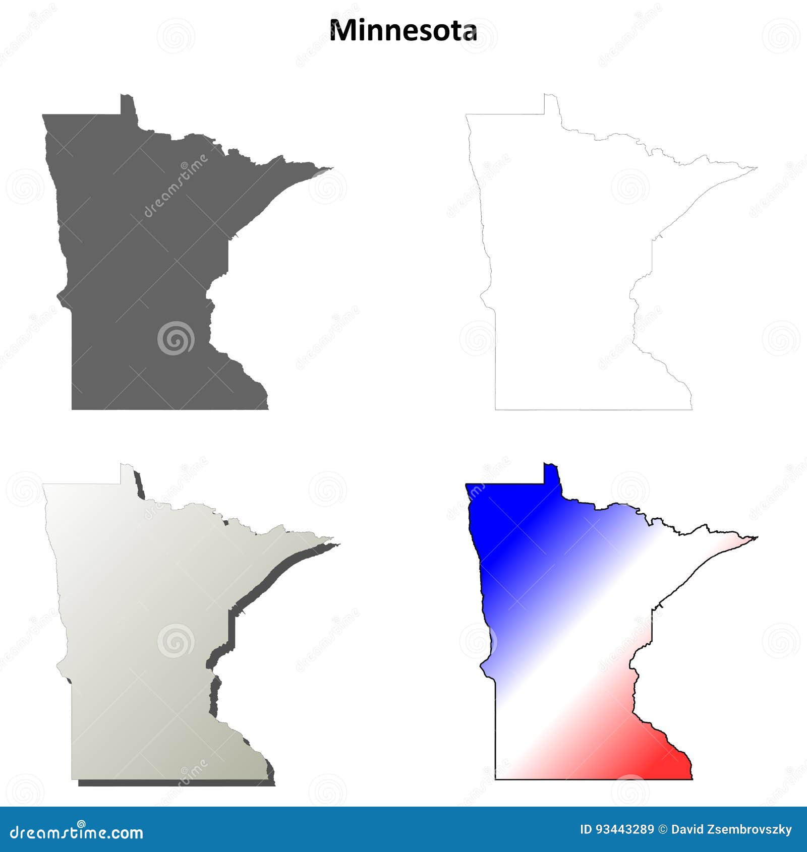 Minnesota outline map set stock vector. Illustration of minnesota ...
