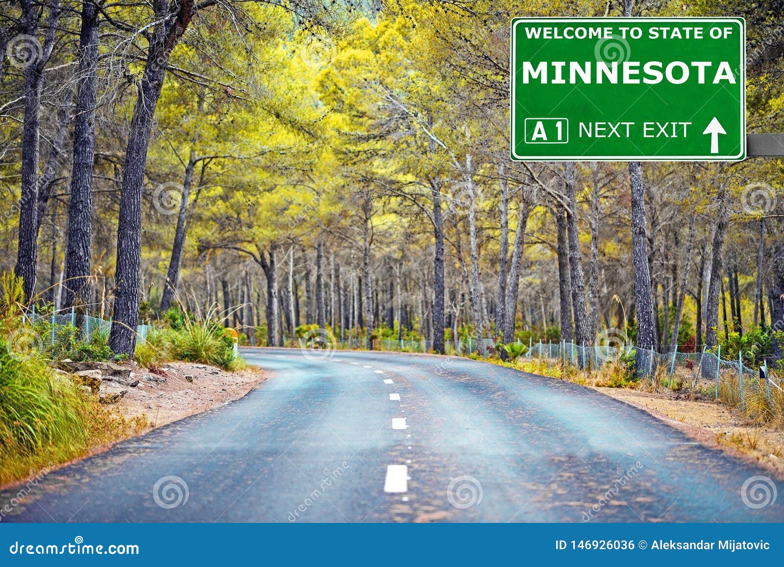 MINNESOTA Road Sign Against Clear Blue Sky Stock Photo - Image of ...