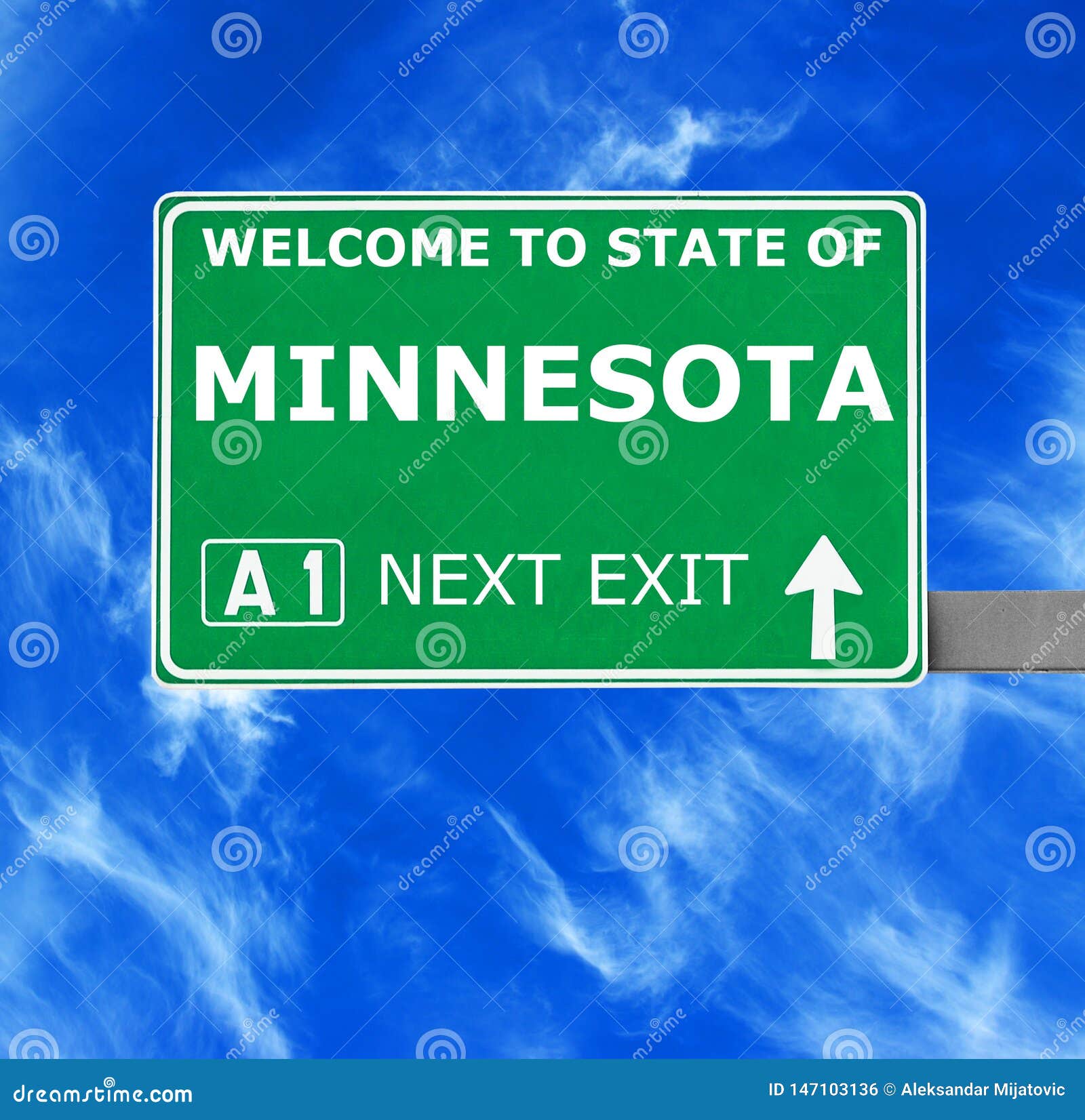 MINNESOTA Road Sign Against Clear Blue Sky Stock Photo - Image of ...