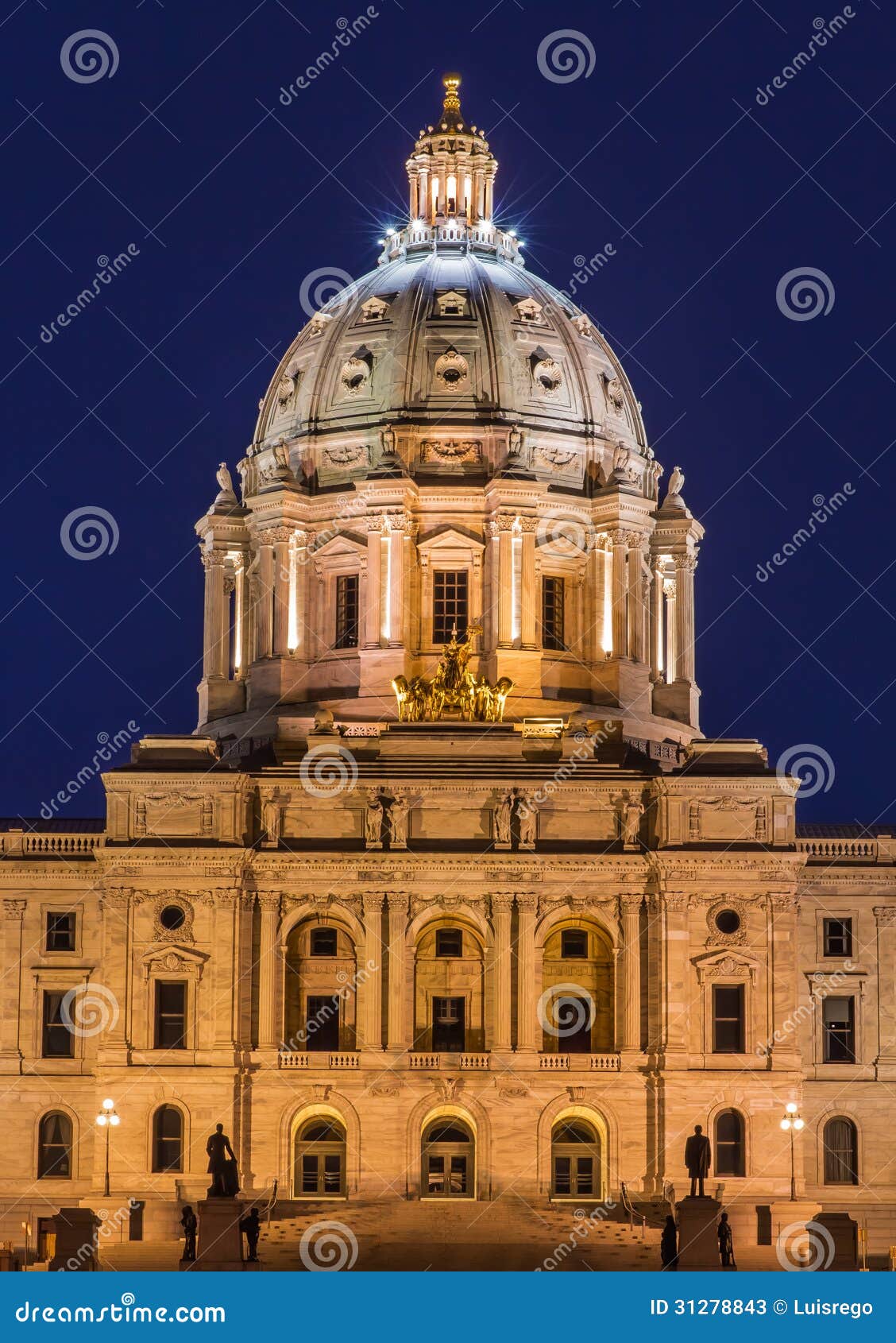 Minnesota State Capitol Building at Night Stock Image - Image of ...