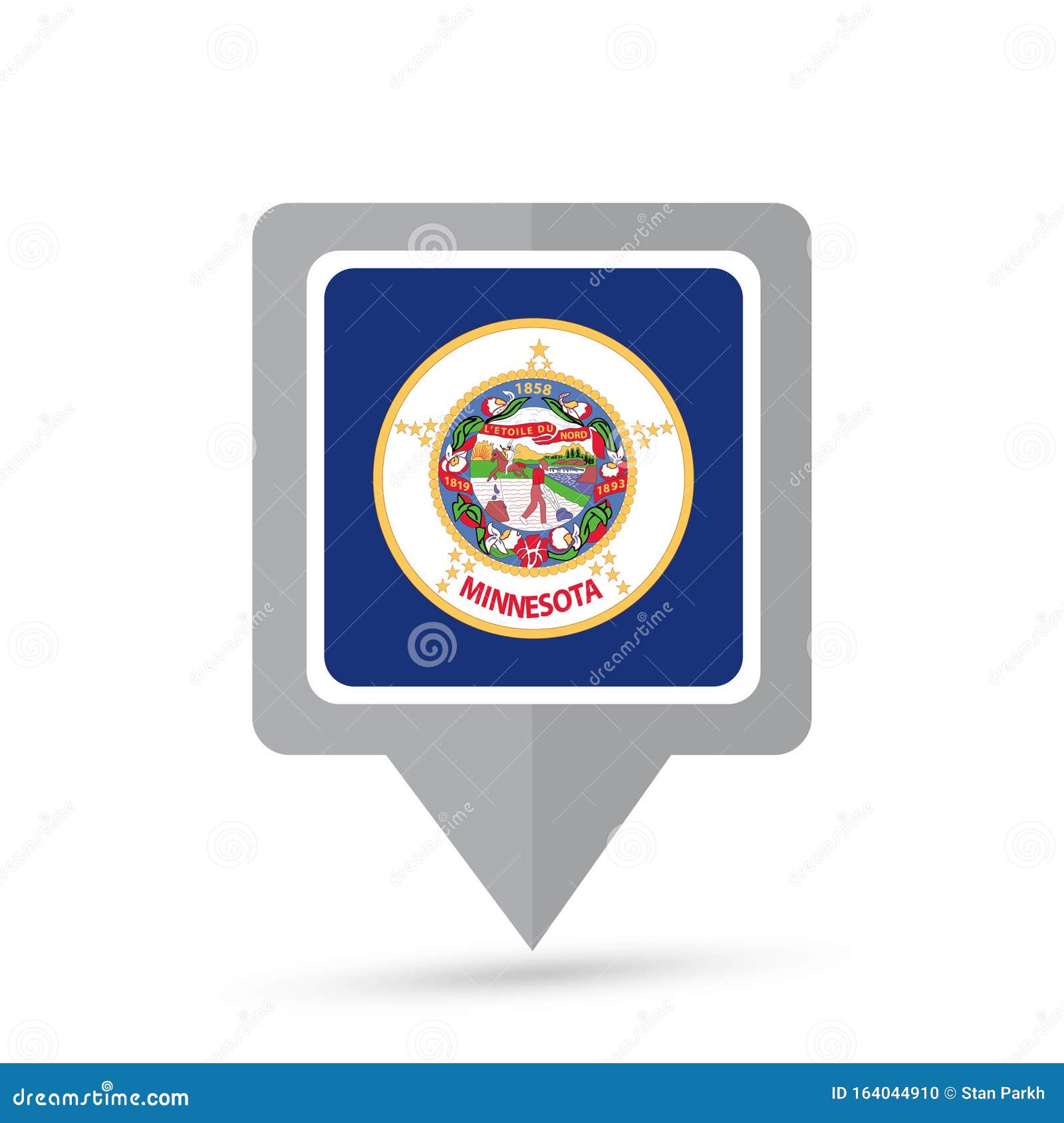 Minnesota State Flag Map Icon Stock Vector - Illustration of place ...