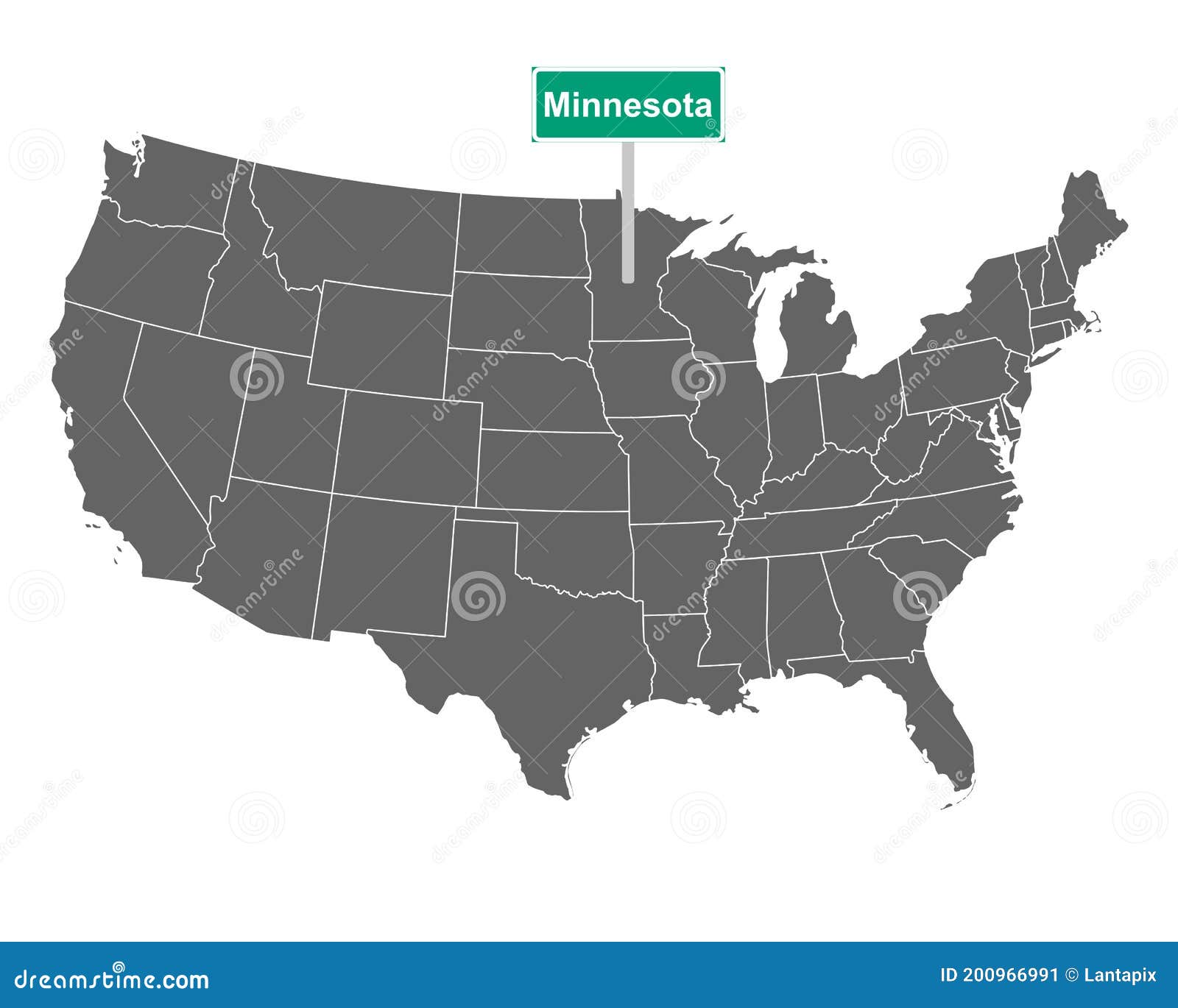 Minnesota State Limit Sign and Map of USA Stock Vector - Illustration ...