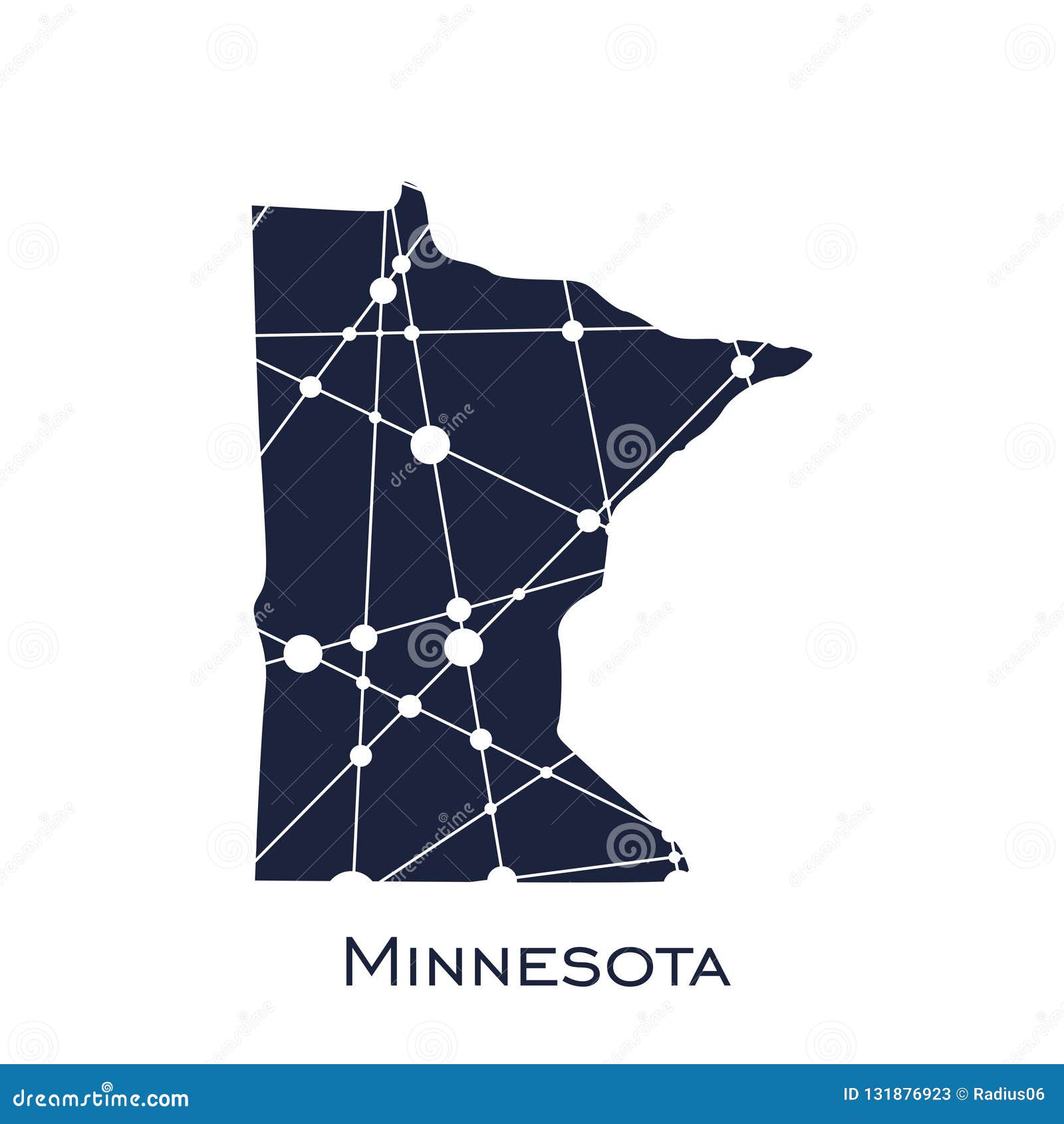 Minnesota state map stock vector. Illustration of abstract - 131876923