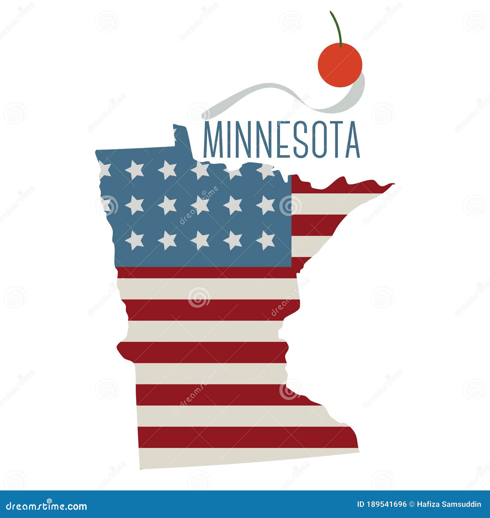 Minnesota State Map with Spoon Bridge and Cherry. Vector Illustration ...