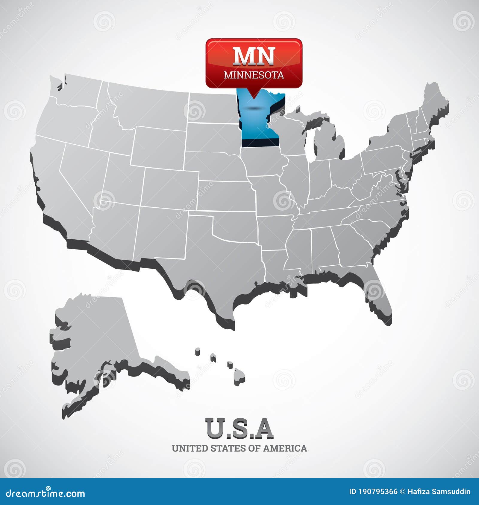 Minnesota State on the Map of Usa. Vector Illustration Decorative ...