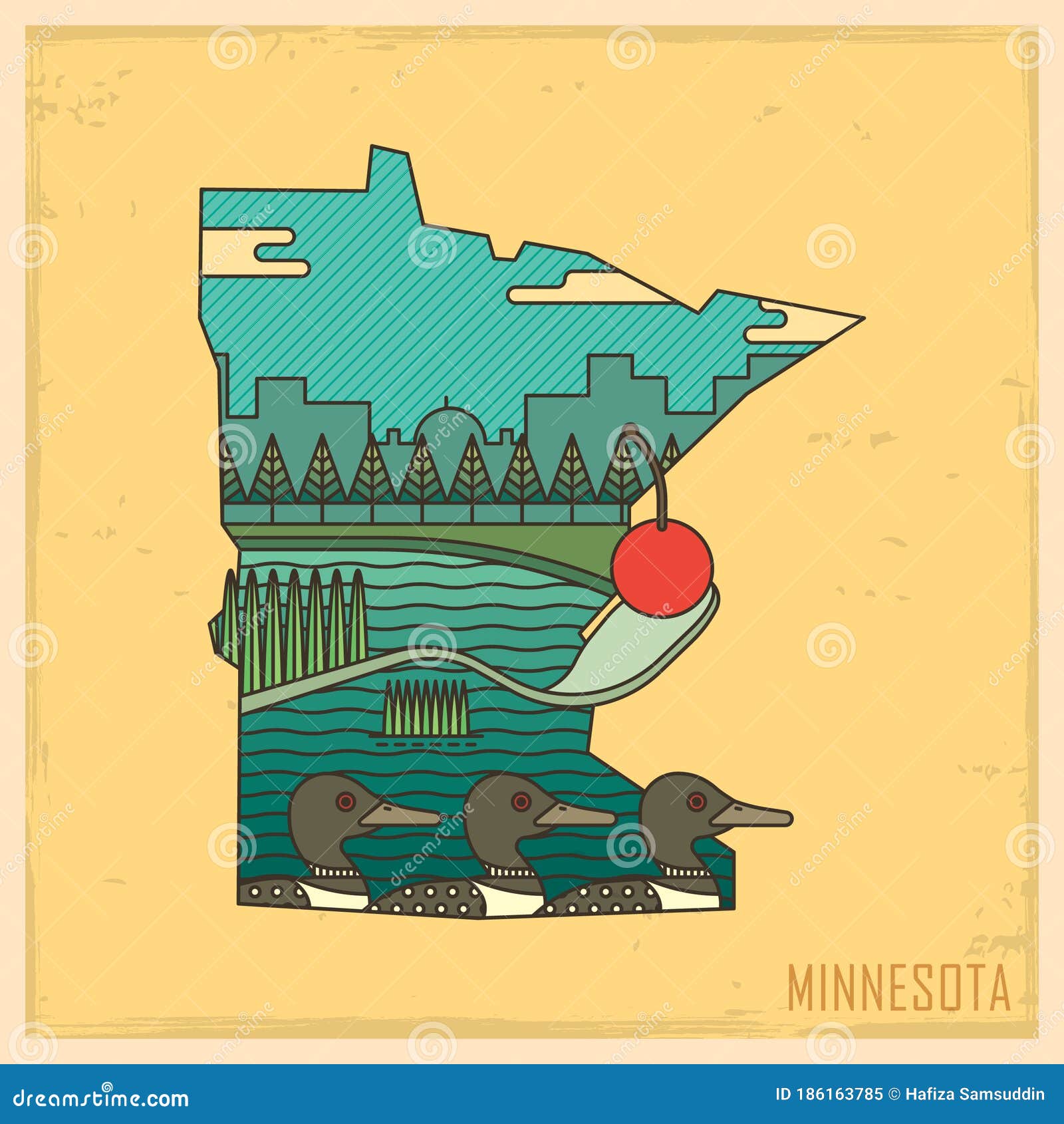 Minnesota State Map. Vector Illustration Decorative Design Editorial ...