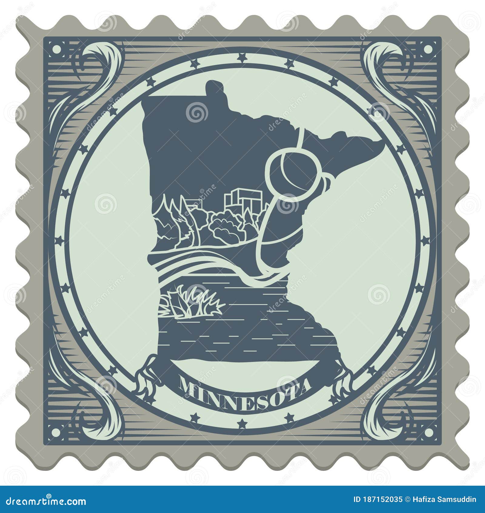 Minnesota State Postage Stamp. Vector Illustration Decorative Design ...