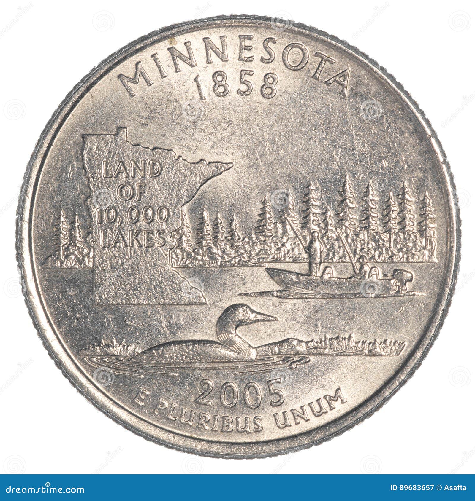 Minnesota State Quarter Coin Stock Image - Image of closeup, financial ...