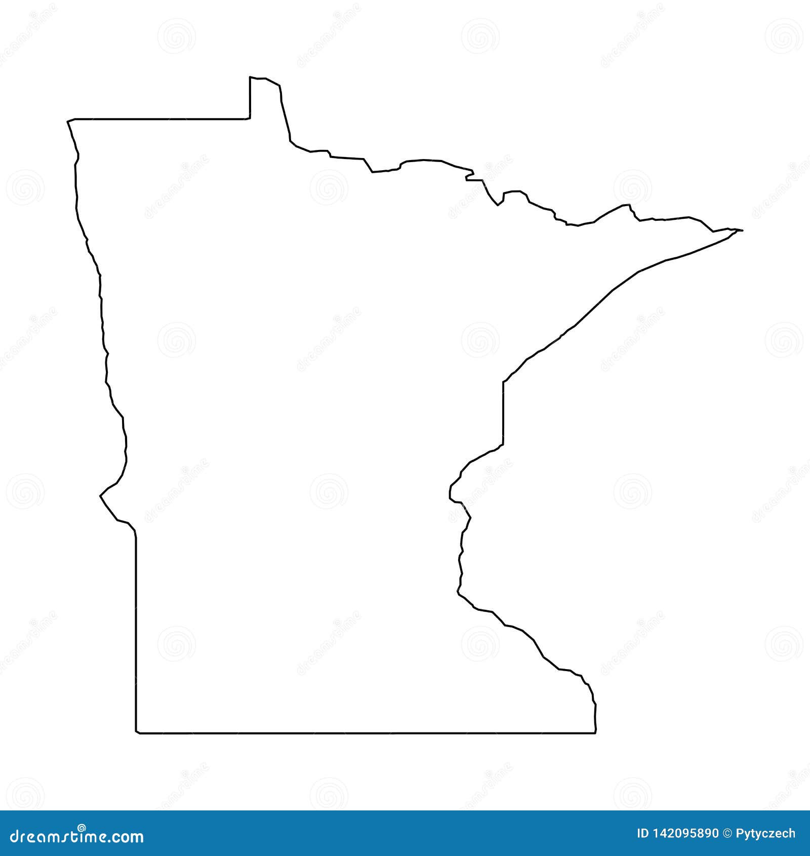 Minnesota, State of USA - Solid Black Outline Map of Country Area ...