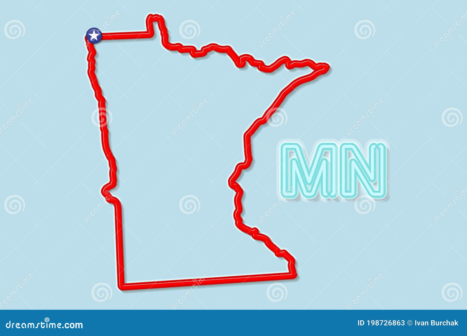 Minnesota US State Bold Outline Map. Vector Illustration Stock Vector ...