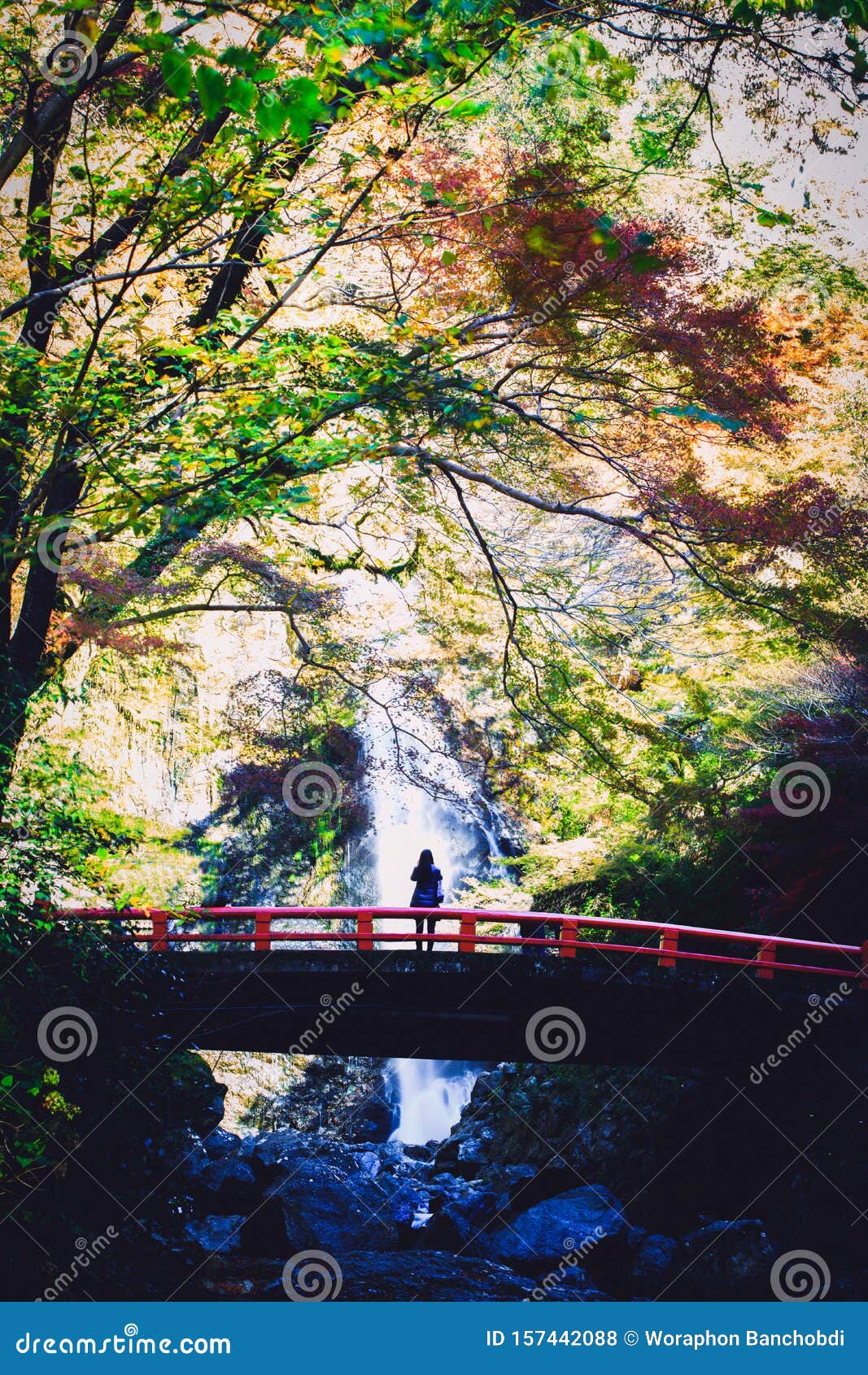 Minoh waterfall stock photo. Image of minoo, forest - 157442088