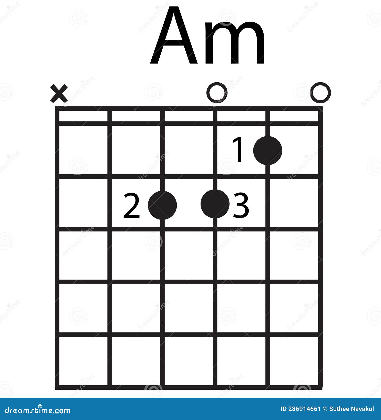 A Minor Chord Diagram Icon. Guitar Chord Sign. am Symbol. Basic Guitar ...
