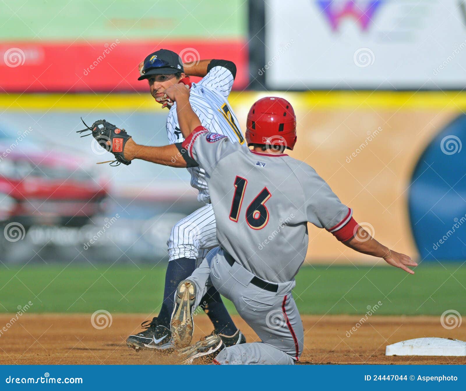 Minor League Baseball - Double Play at Second Editorial Stock Image ...