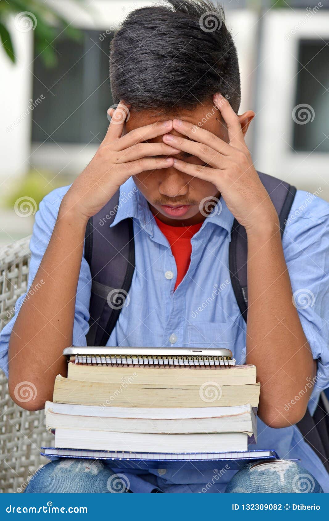 Minority Male Student and Sadness Stock Photo - Image of pupil, sorrow ...