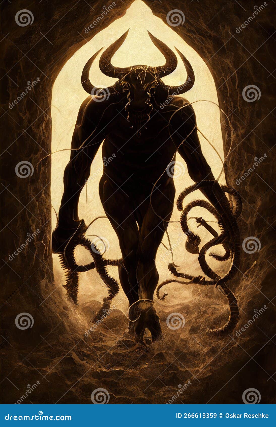 Minotaur Creature - Generative AI Stock Illustration - Illustration of ...