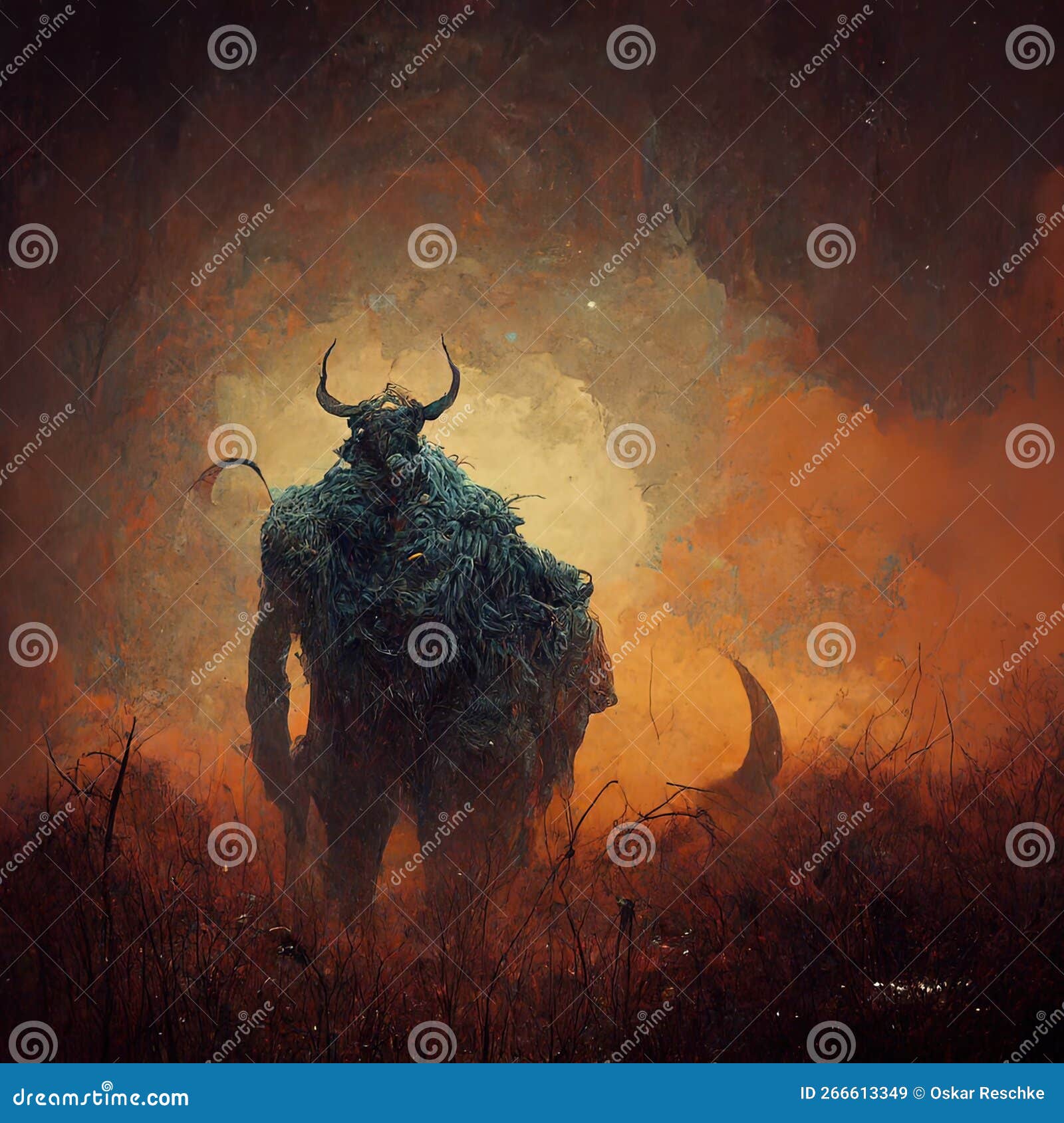 Minotaur Creature - Generative AI Stock Illustration - Illustration of ...