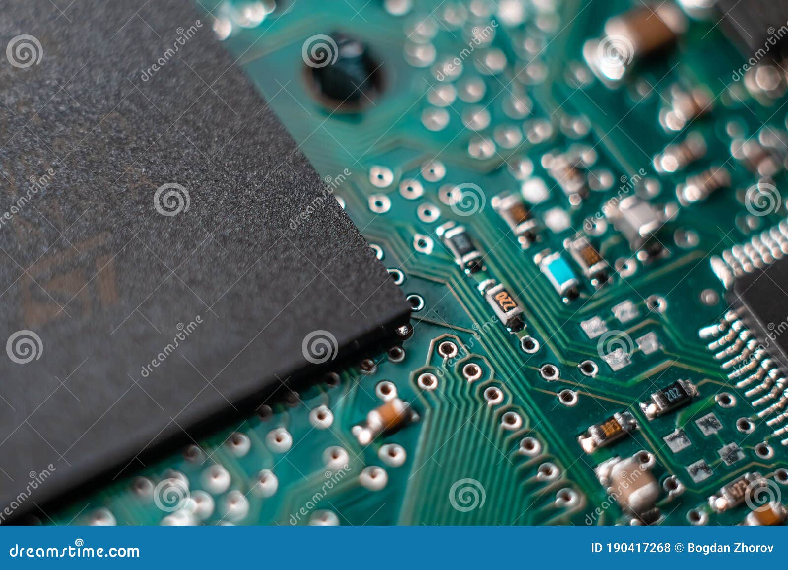 Minsk, Belarus, 2018. Computer Chip, Processor Close Up on Green ...