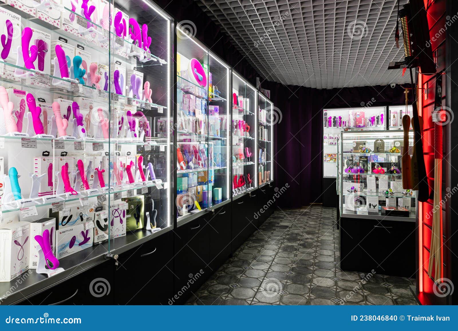 Minsk Belarus Dec 20 2021 Sex Shop Interior Showcase With Editorial Image Image Of Plug
