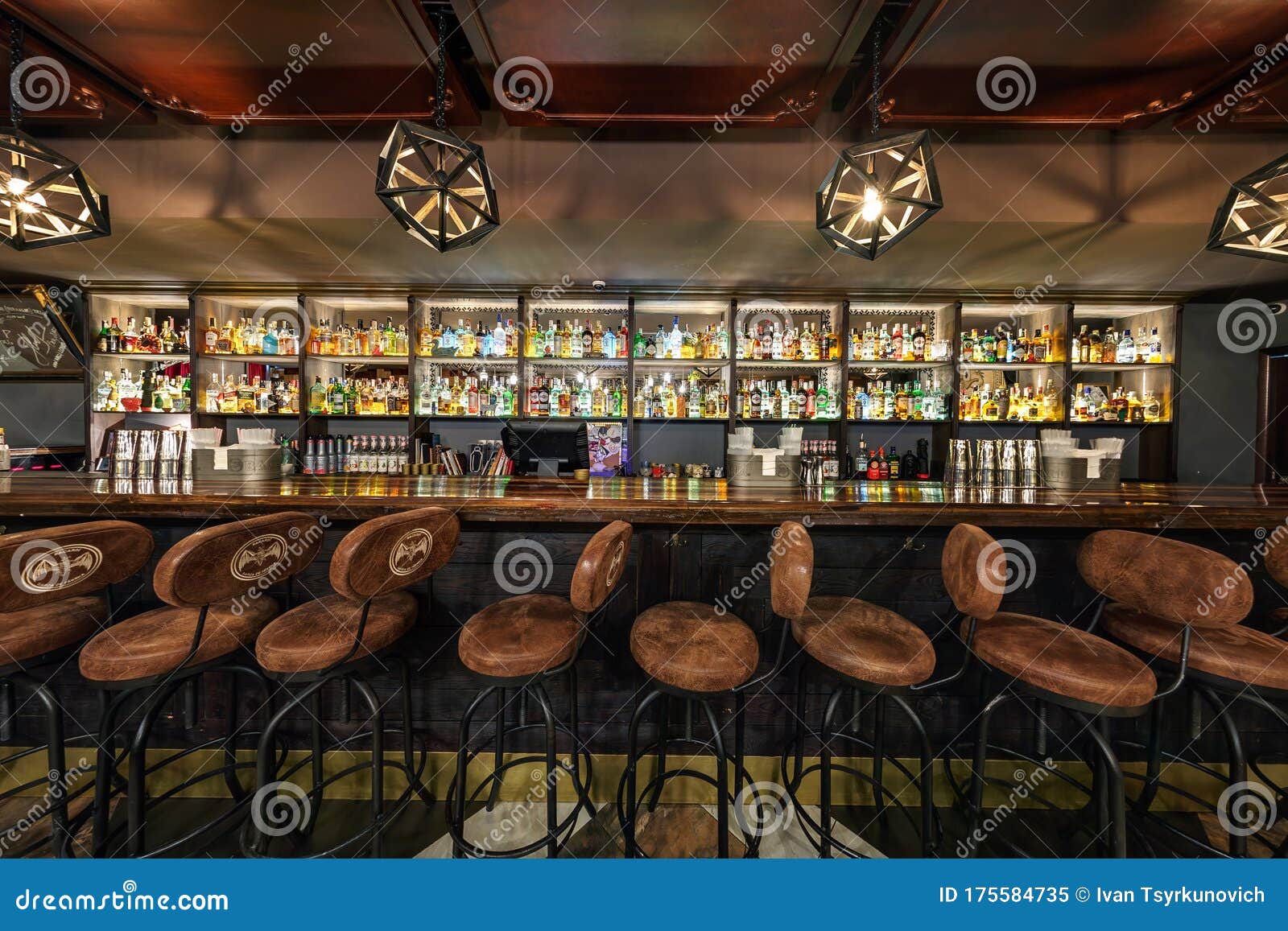 MINSK, BELARUS - DECEMBER, 2017: Inside Interior in Modern Pub ...