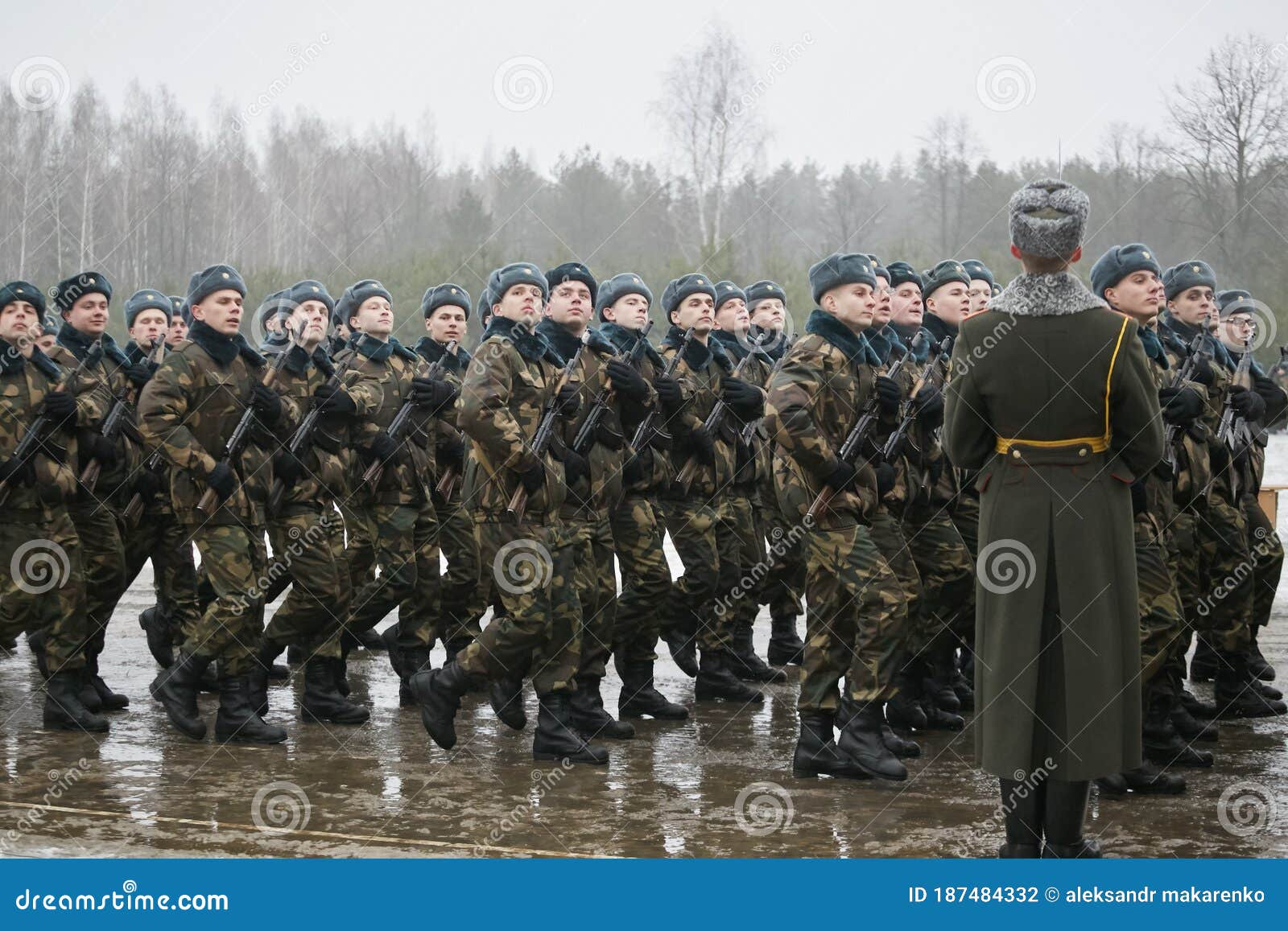 Minsk, Belarus - December 16, 2017: Solemn Parade of Troops Taking the ...