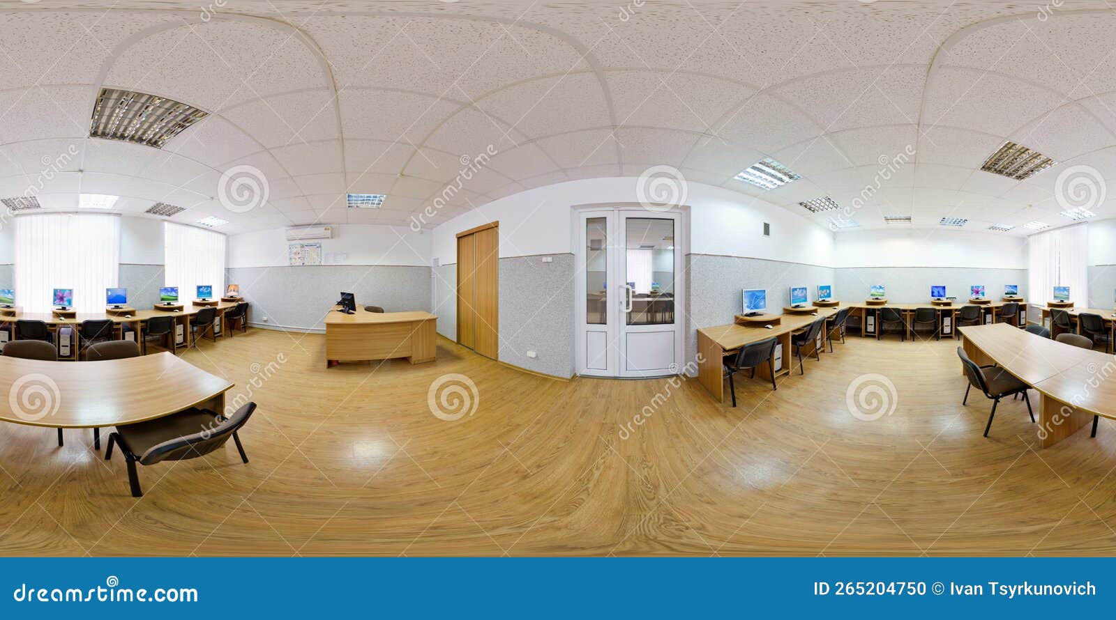 MINSK, BELARUS - JANUARY 2021: Hdr 360 Panorama Interior Old Classroom ...