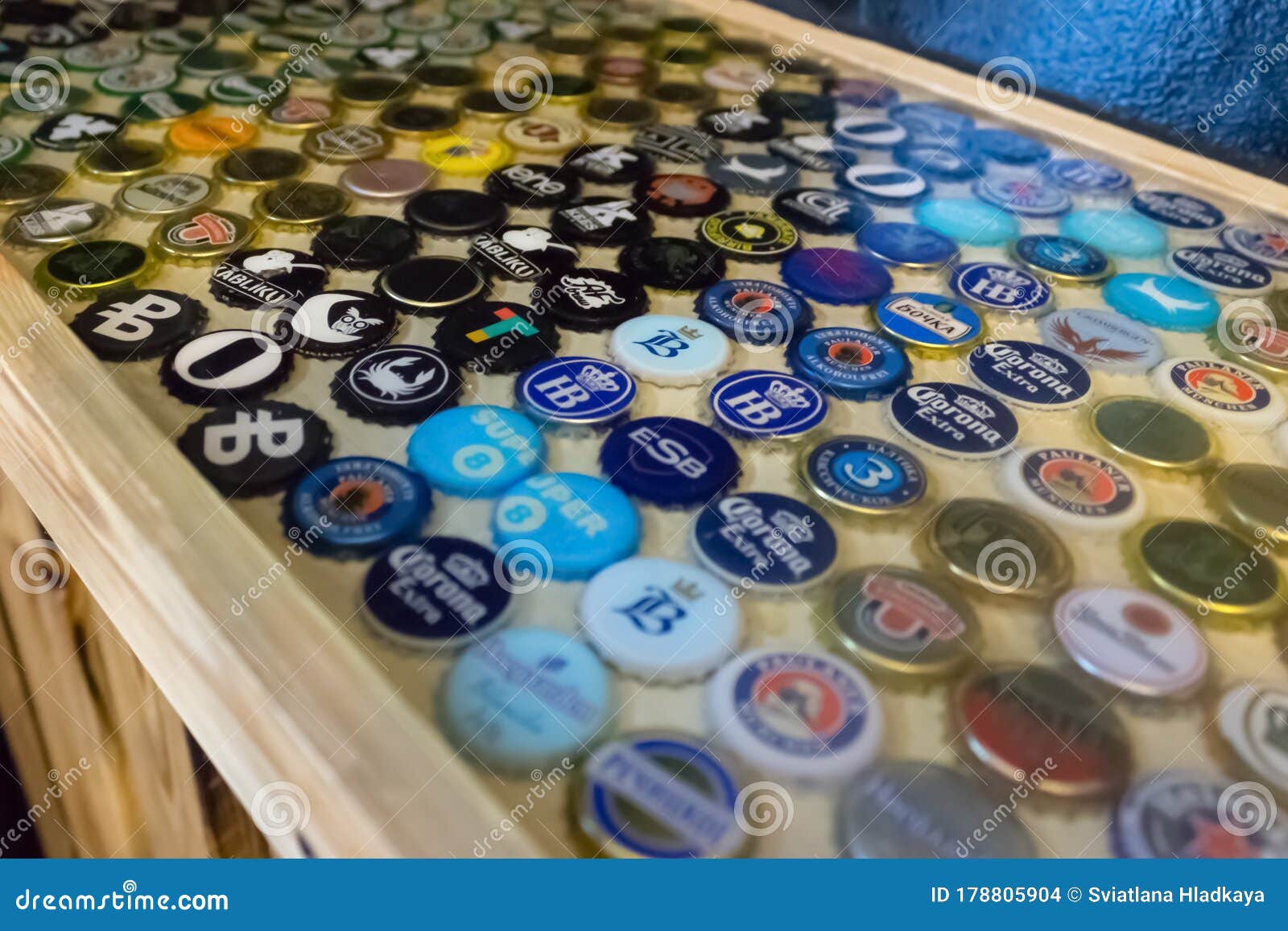 Collection of Beer Caps with Different Brands of Beer Editorial Stock ...