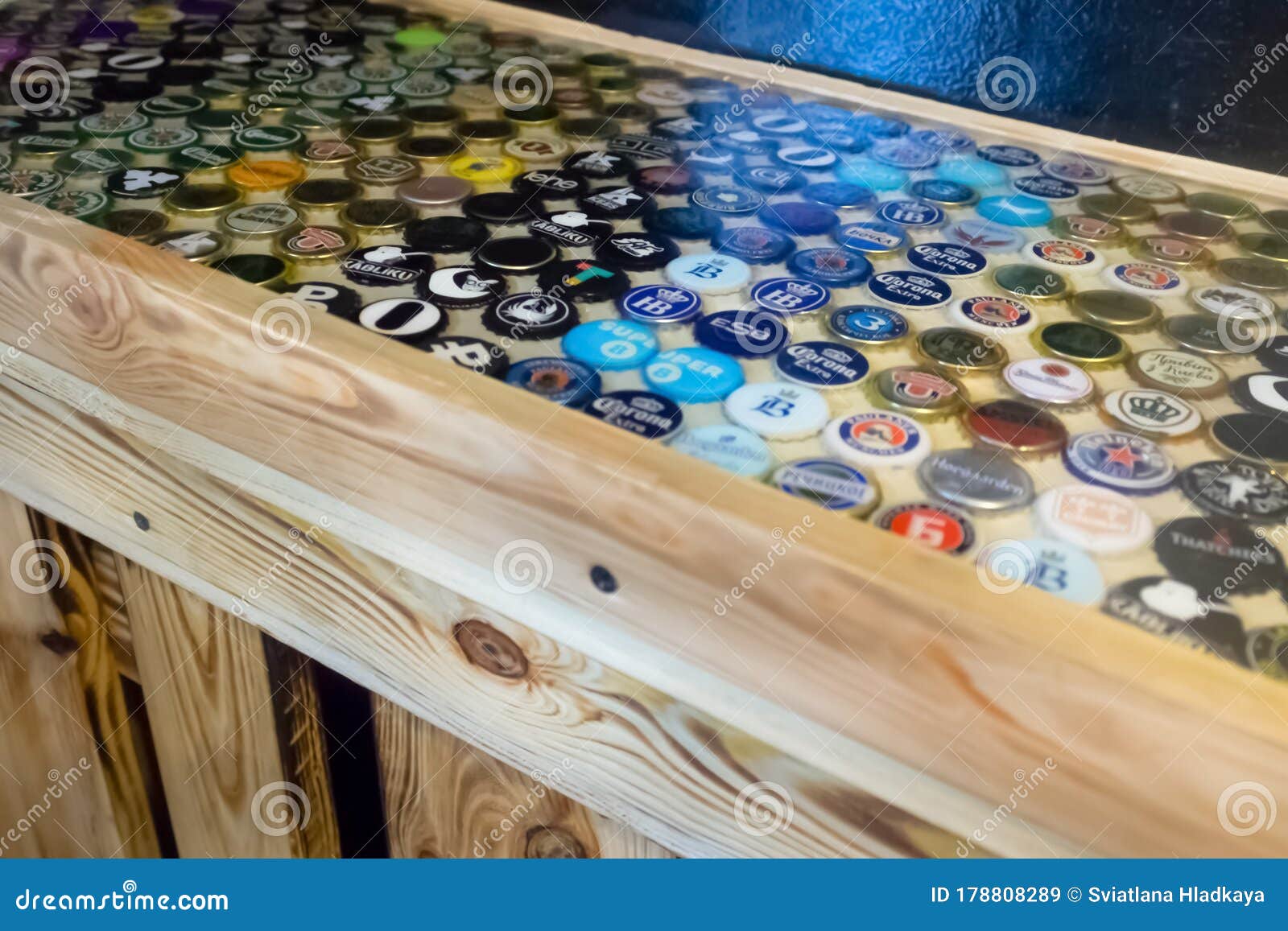 Collection of Beer Caps with Different Brands of Beer Editorial Stock ...