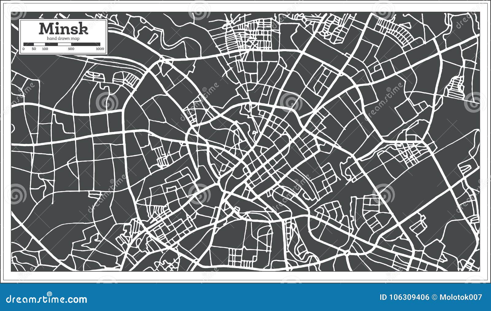 Minsk Belarus Map in Retro Style. Stock Vector - Illustration of ...