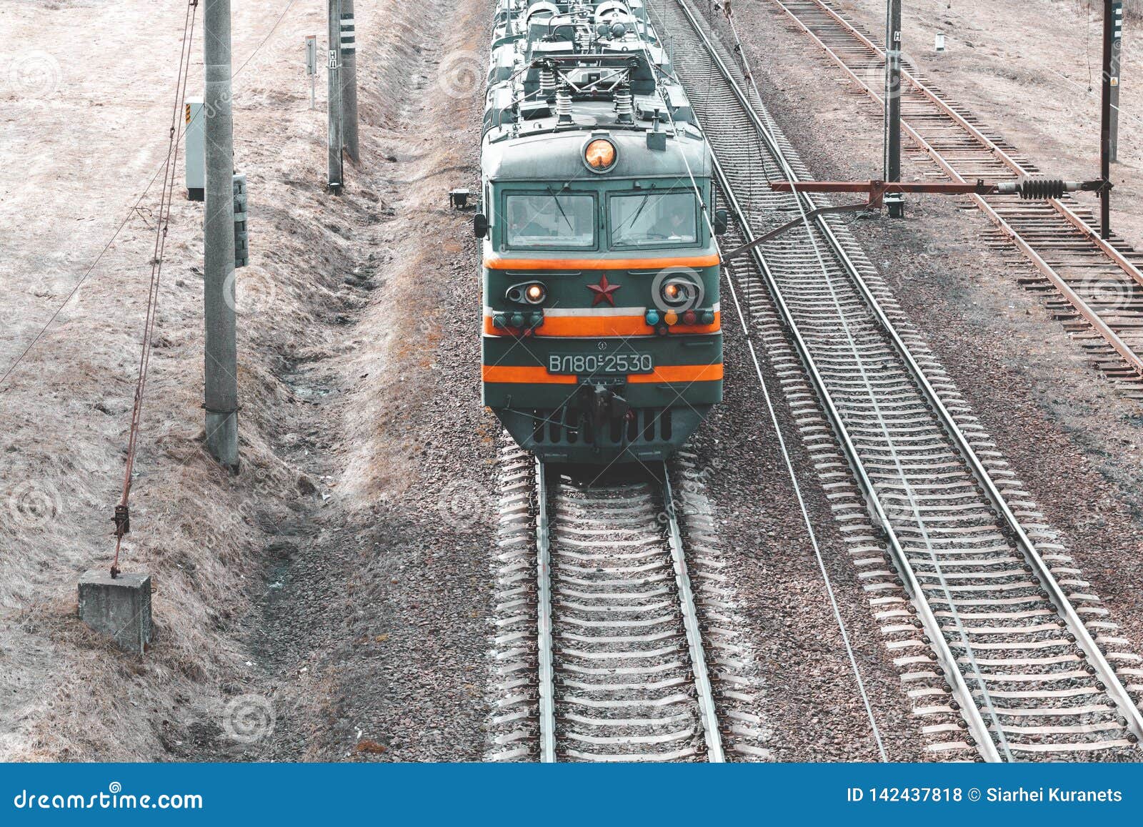 Minsk. Belarus. March 19, 2019. Freight Train. View from Above ...