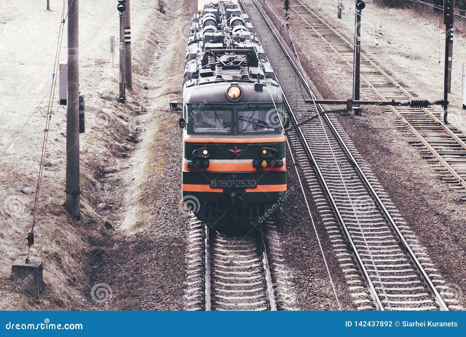 Minsk. Belarus. March 19, 2019. Freight Train. View from Above ...